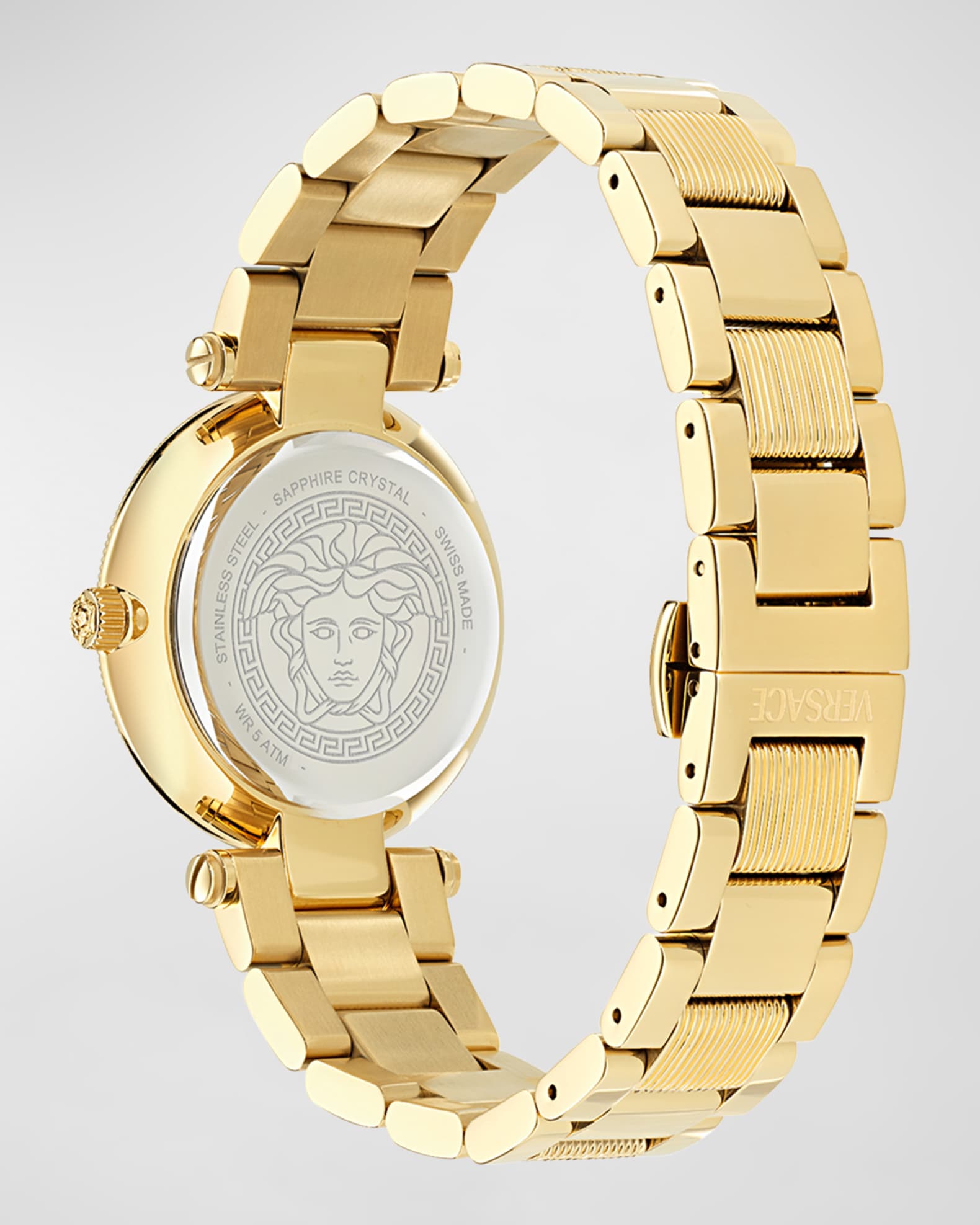 Versace 35mm Versace Reve Watch with Bracelet Strap, Yellow Gold/Black ...