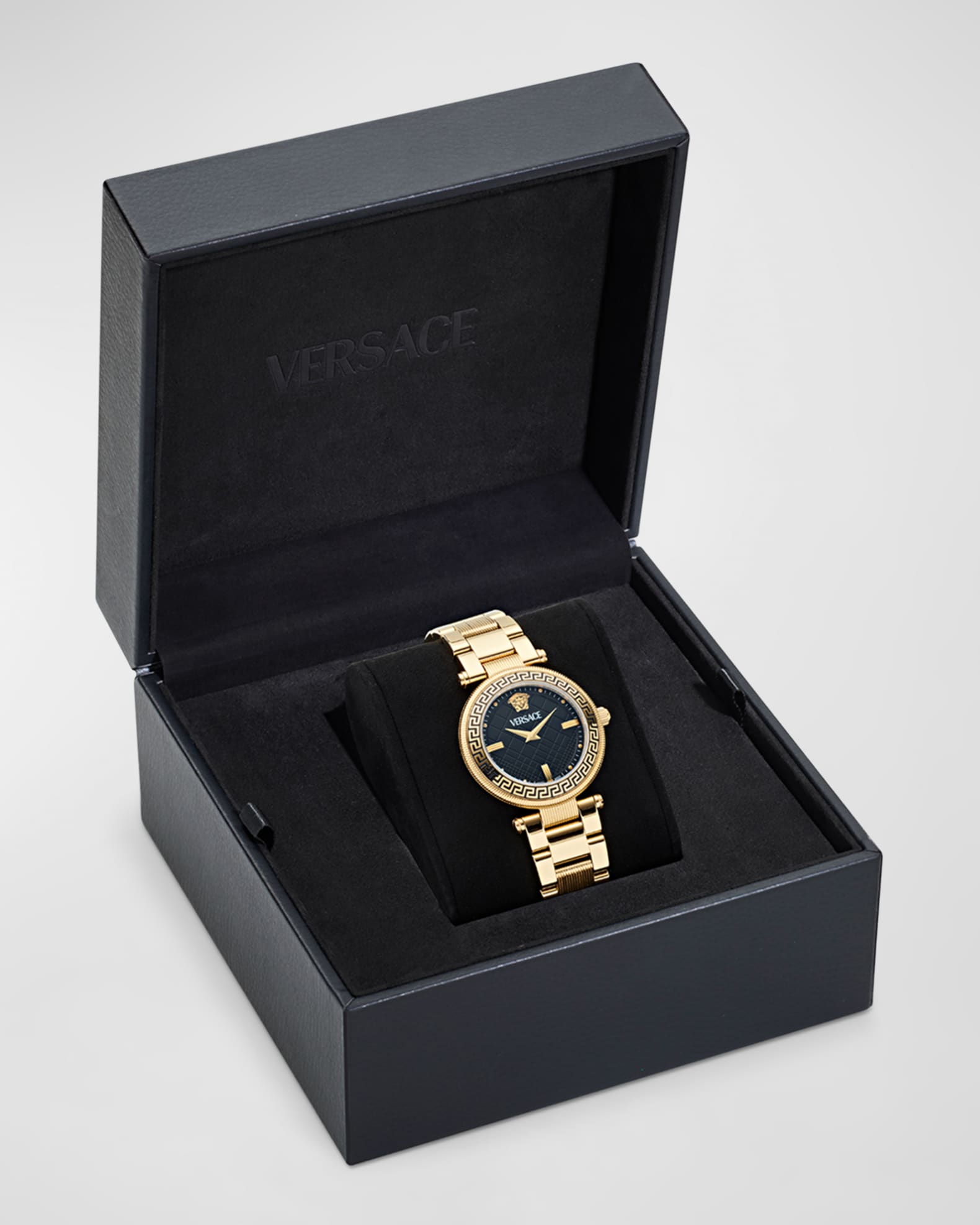 Versace 35mm Versace Reve Watch with Bracelet Strap, Yellow Gold/Black ...