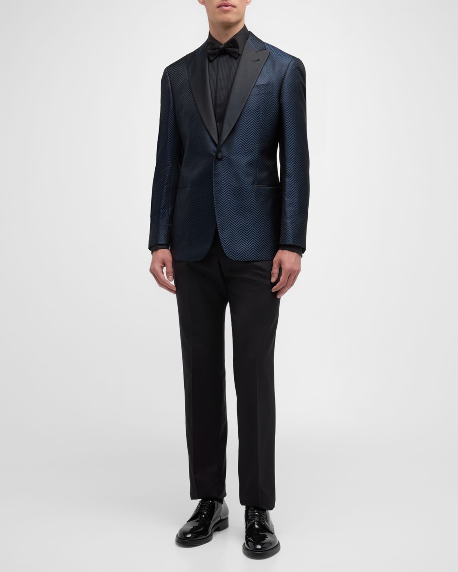 Giorgio Armani Men's Chevron Peak-Lapel Dinner Jacket | Neiman Marcus