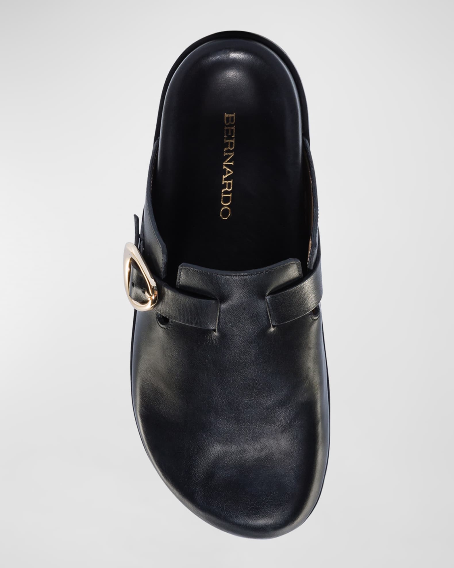 Bernardo Easton Leather Buckle Slide Mules | Neiman Marcus