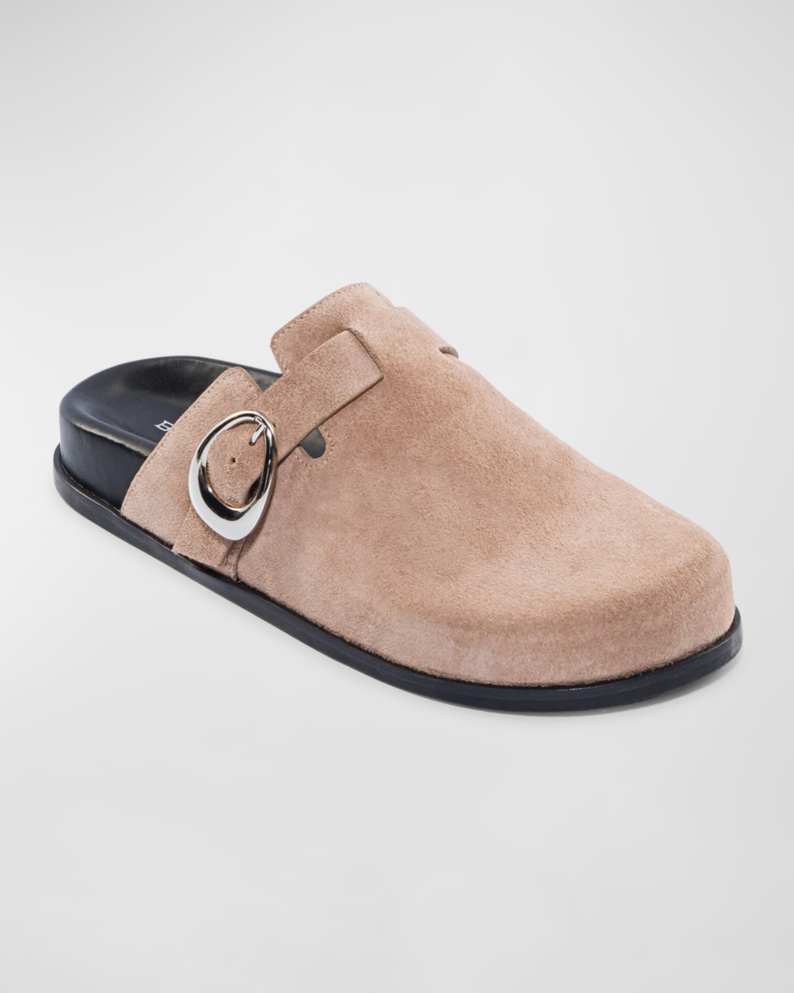 Bernardo Easton Suede Buckle Slide Mules | Neiman Marcus