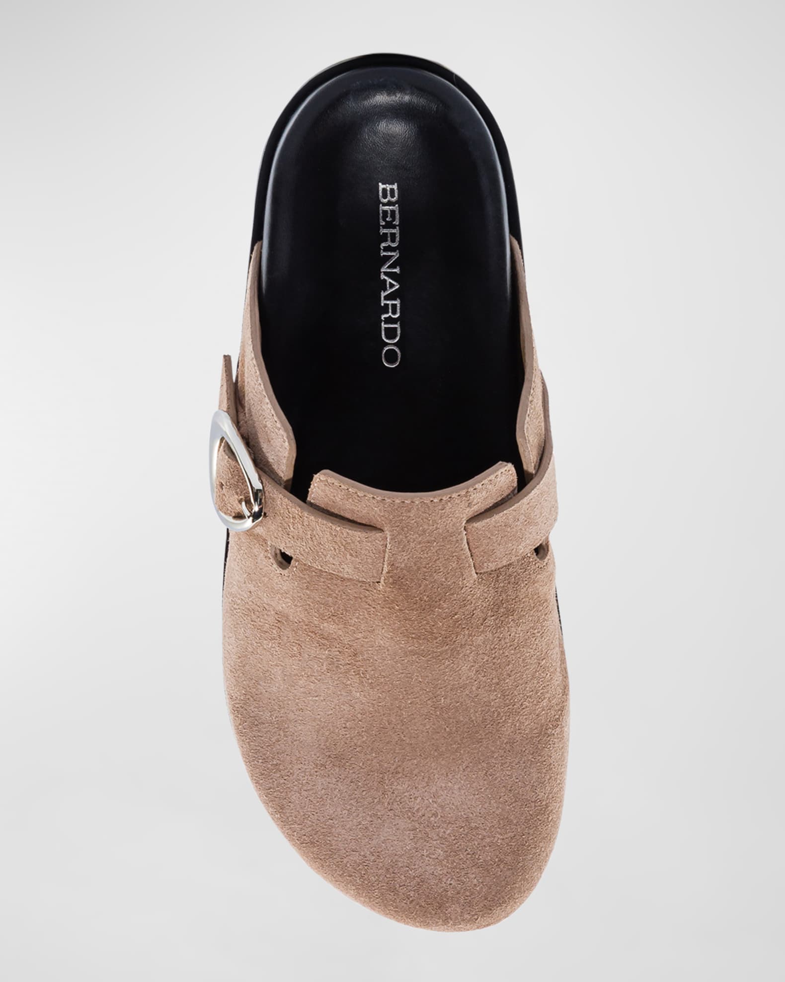 Bernardo Easton Suede Buckle Slide Mules | Neiman Marcus