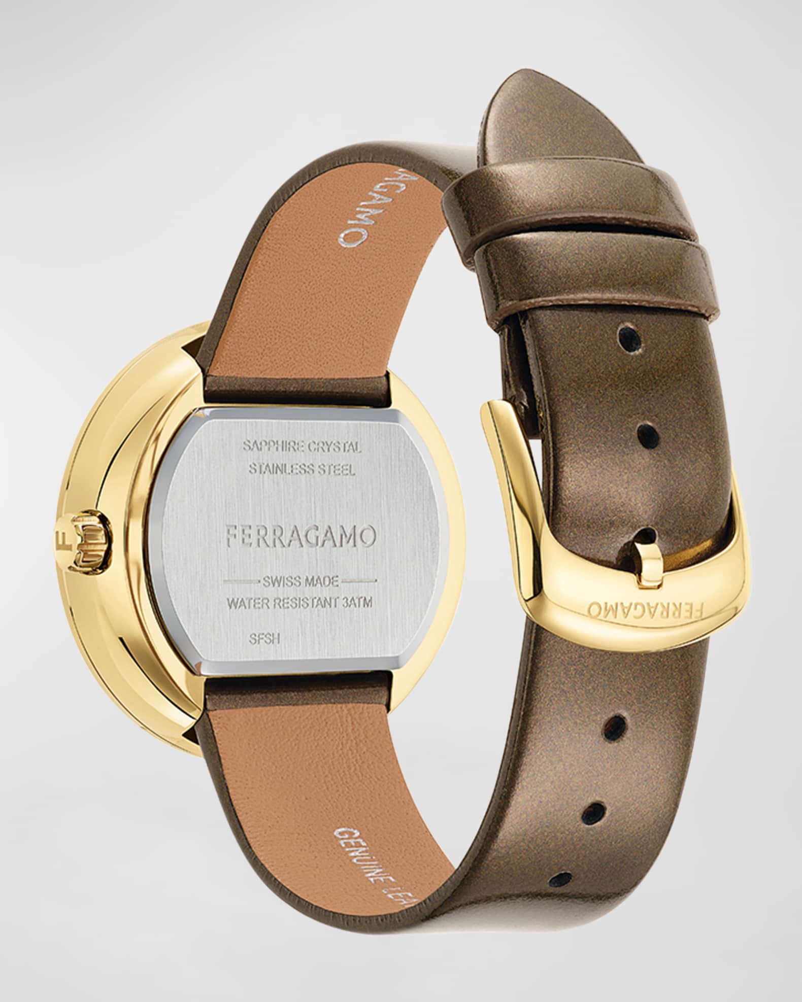 Ferragamo 35mm Ferragamo Curve V2 Watch with Patent Leather Strap ...