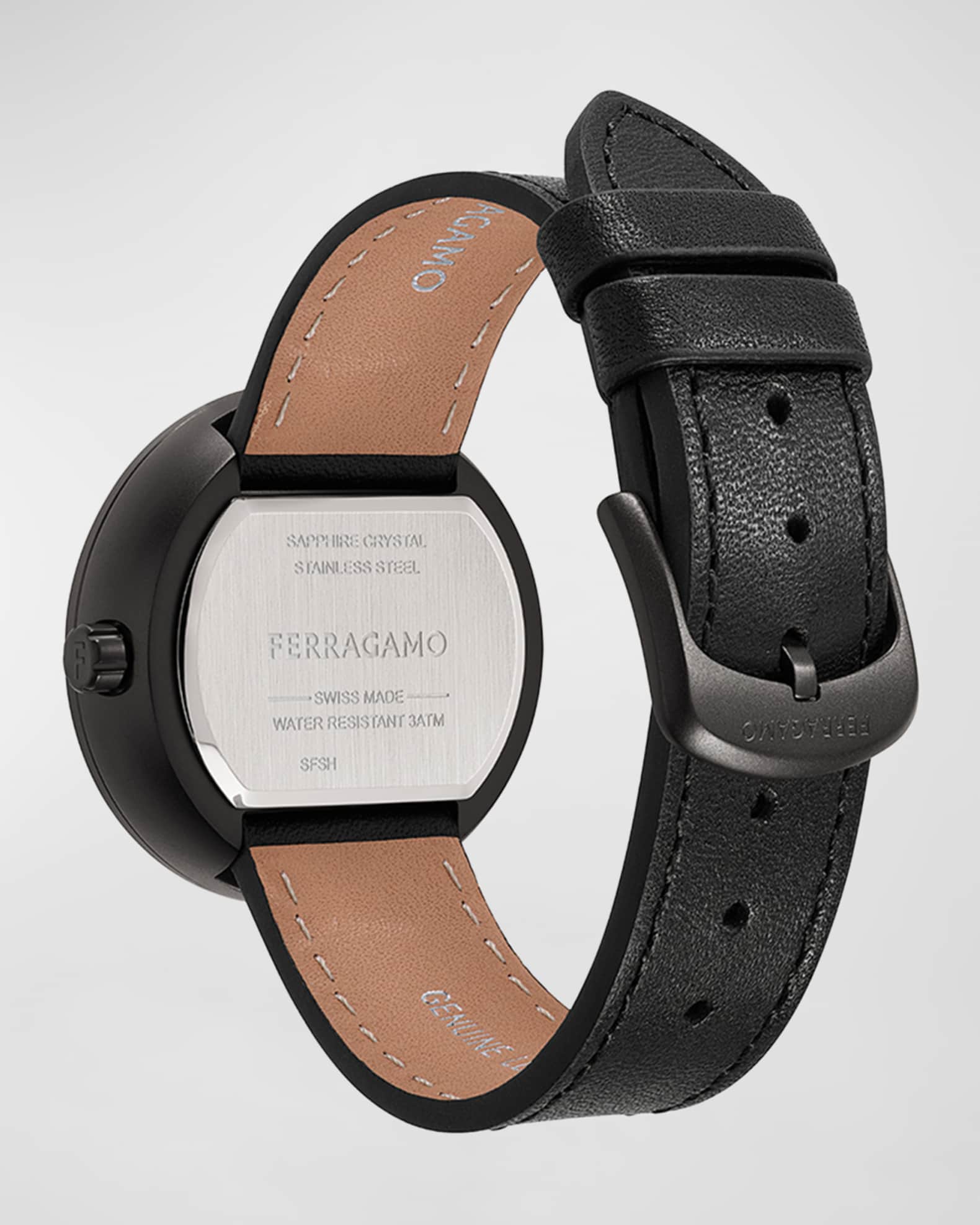 Ferragamo 35mm Ferragamo Curve V2 Watch with Calf Leather Strap, Black ...
