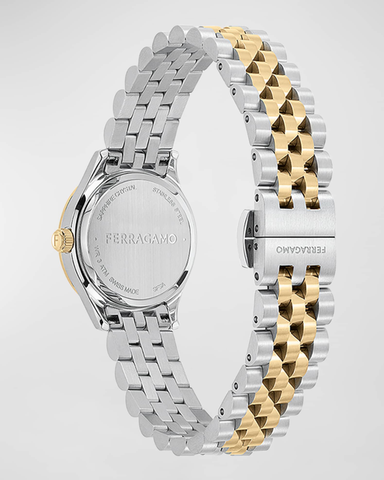 Ferragamo 25mm Ferragamo Duo Mini Watch with Silver Dial, Two Tone ...