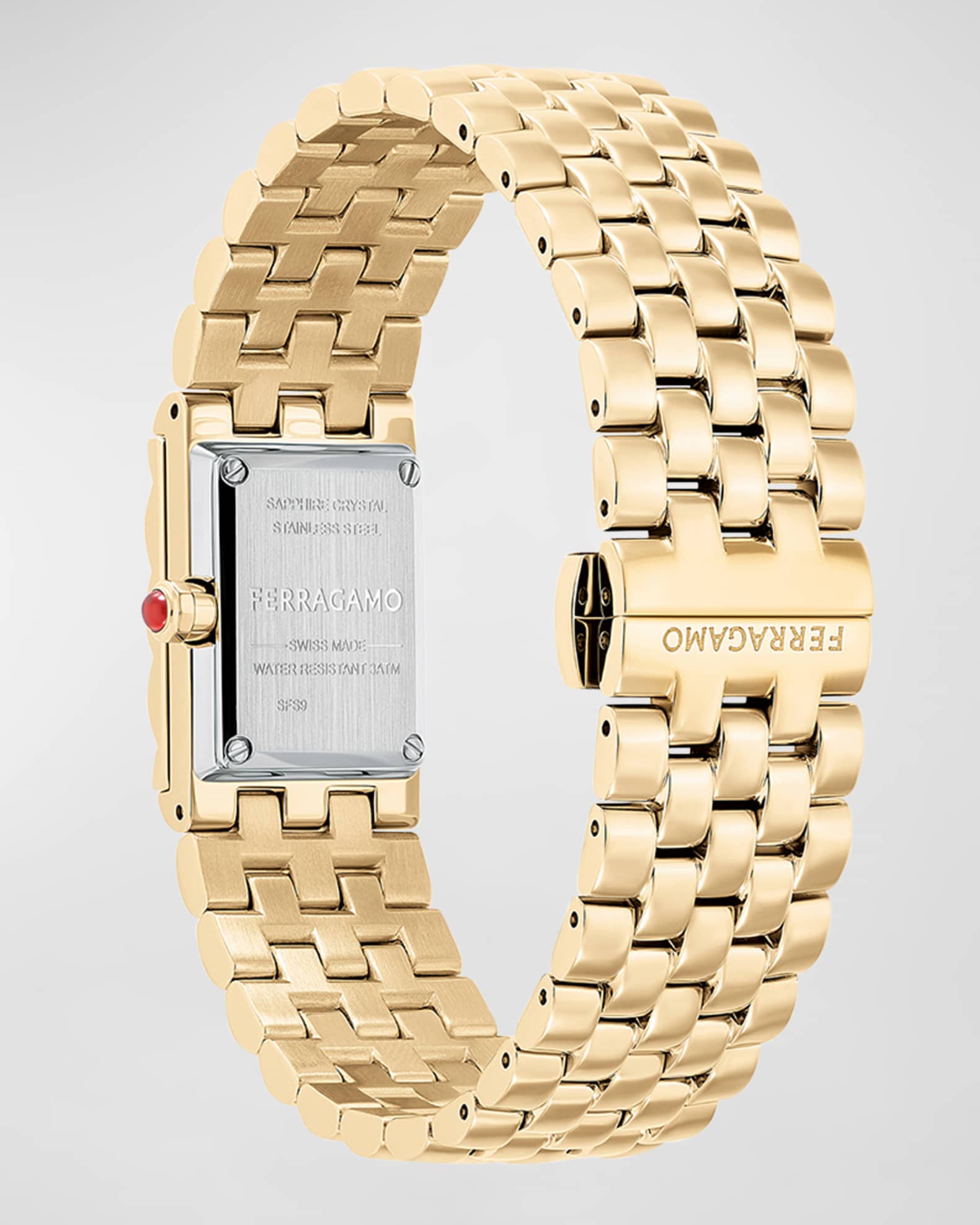 Ferragamo 18.5x30mm Ferragamo Secret Watch with Green Dial, Yellow Gold ...