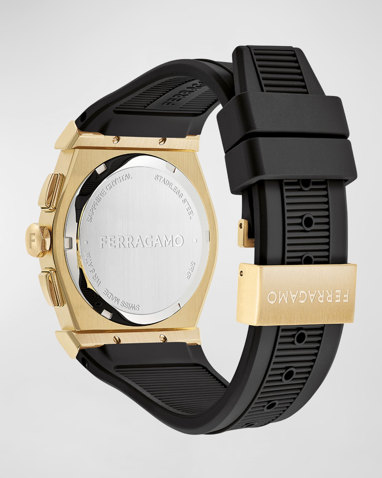 Ferragamo Vega Chrono IP Yellow Gold Rubber-Strap Watch, 42mm | Neiman ...