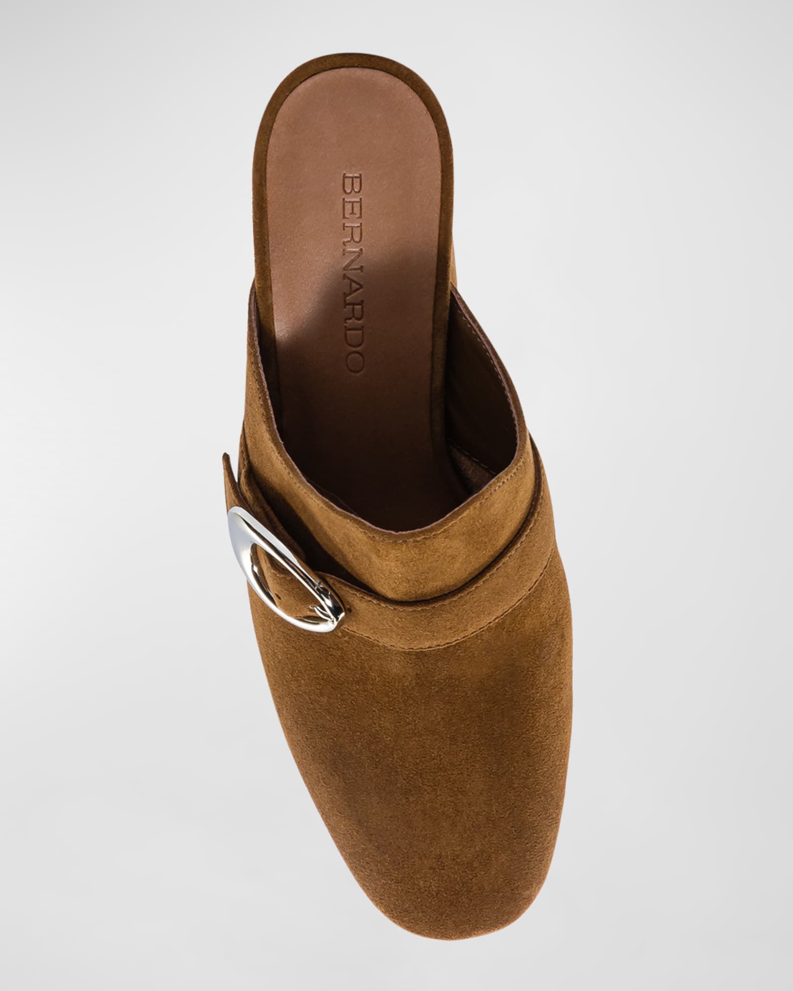 Bernardo Natasia Suede Buckle Heeled Mules | Neiman Marcus