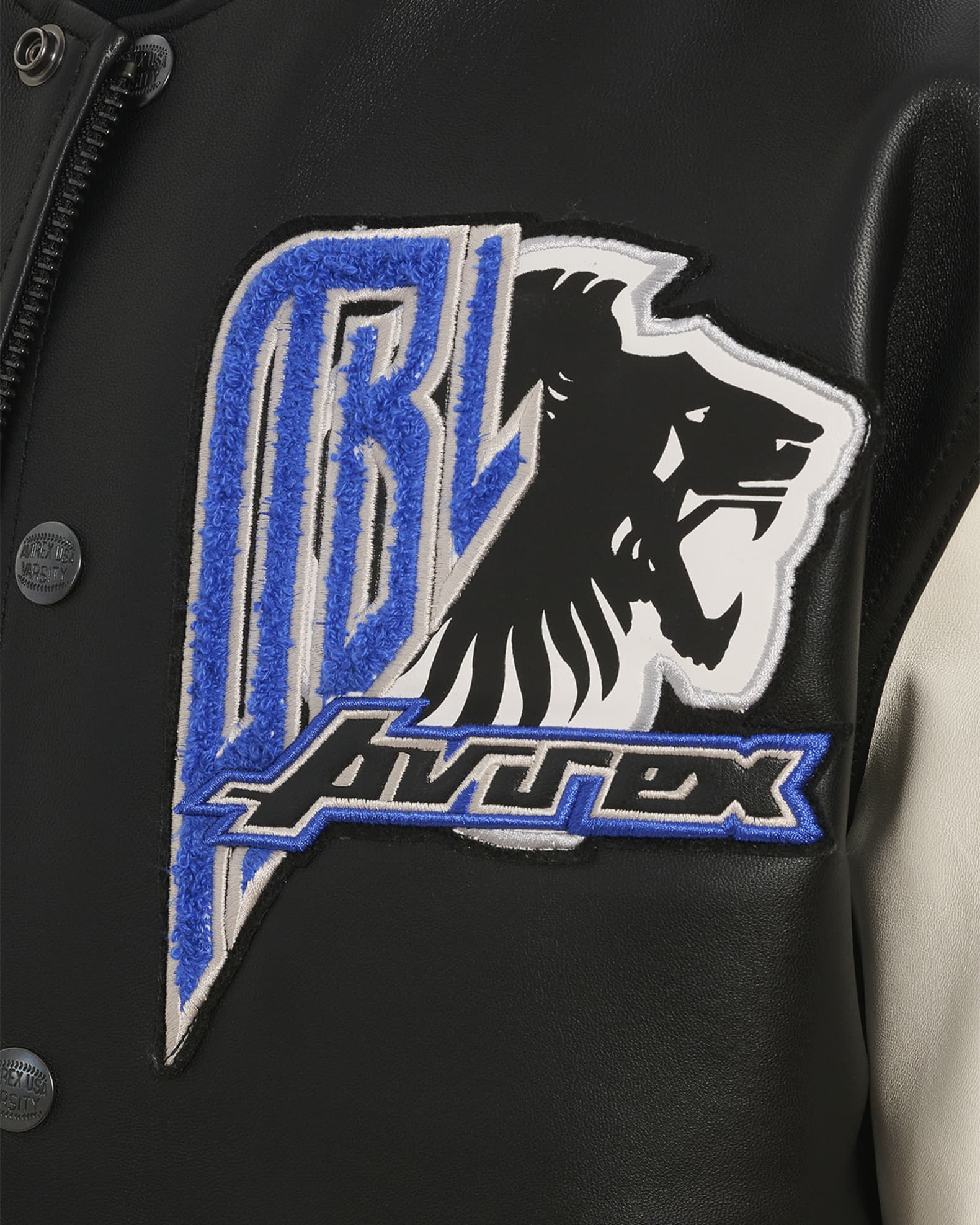 AVIREX Men's Black Lions Leather Varsity Bomber Jacket | Neiman Marcus