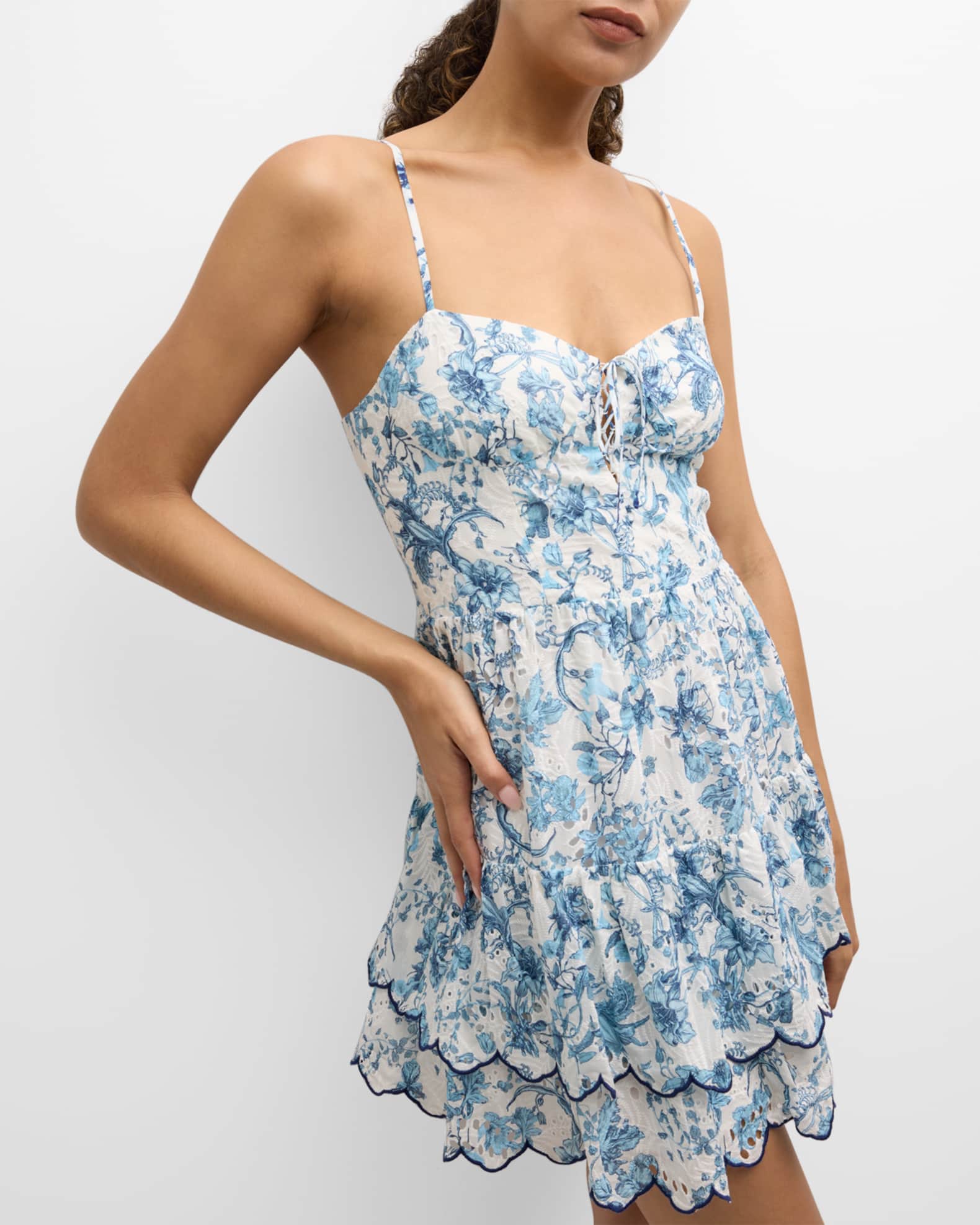 Alice + Olivia Daisy Tiered Ruffle Mini Dress | Neiman Marcus