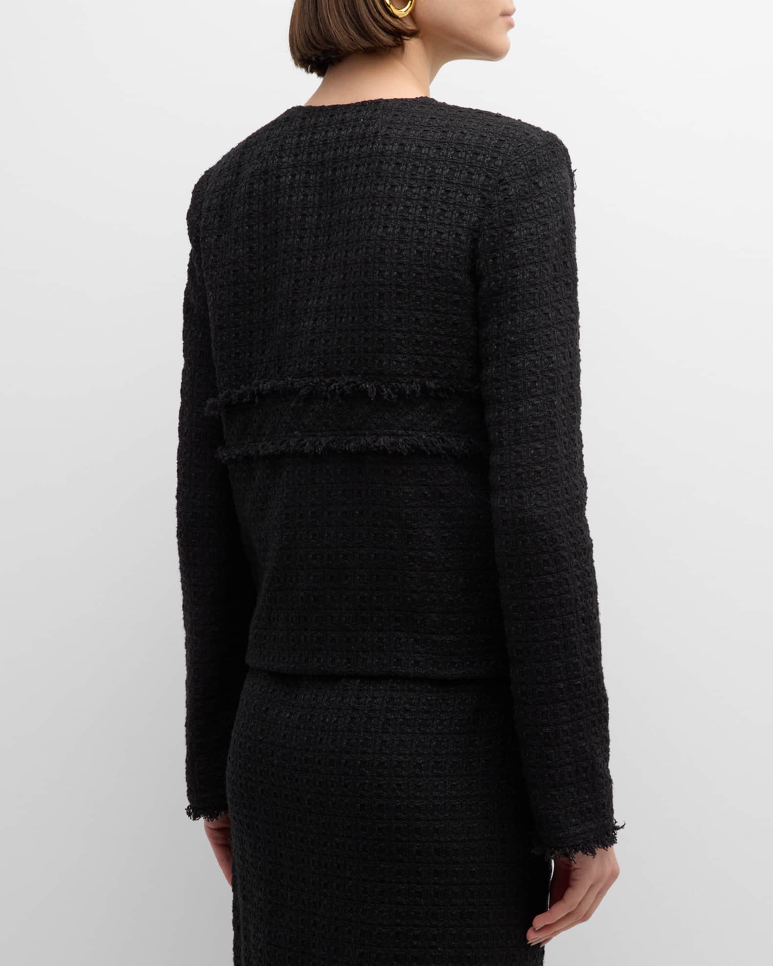 St. John Crystal-Embellished Italian Textured Tweed Jacket | Neiman Marcus