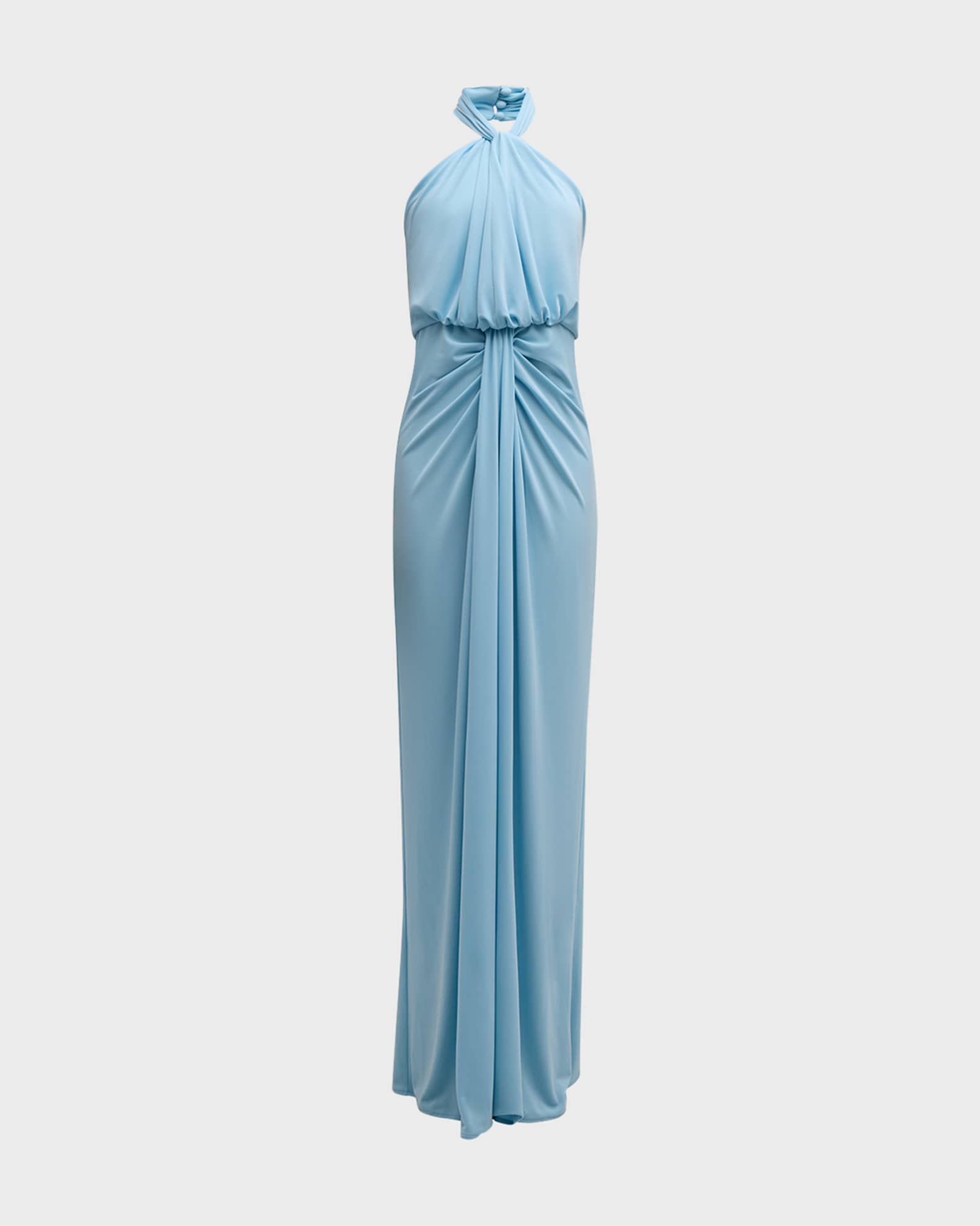 Cinq a Sept Kaily Backless Draped Halter Gown | Neiman Marcus