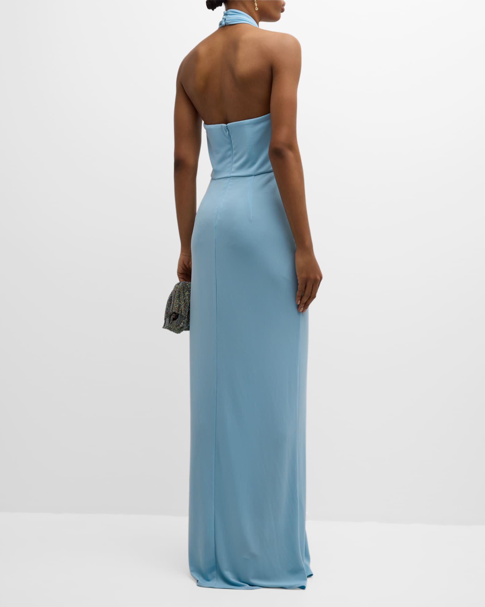Cinq a Sept Kaily Backless Draped Halter Gown | Neiman Marcus