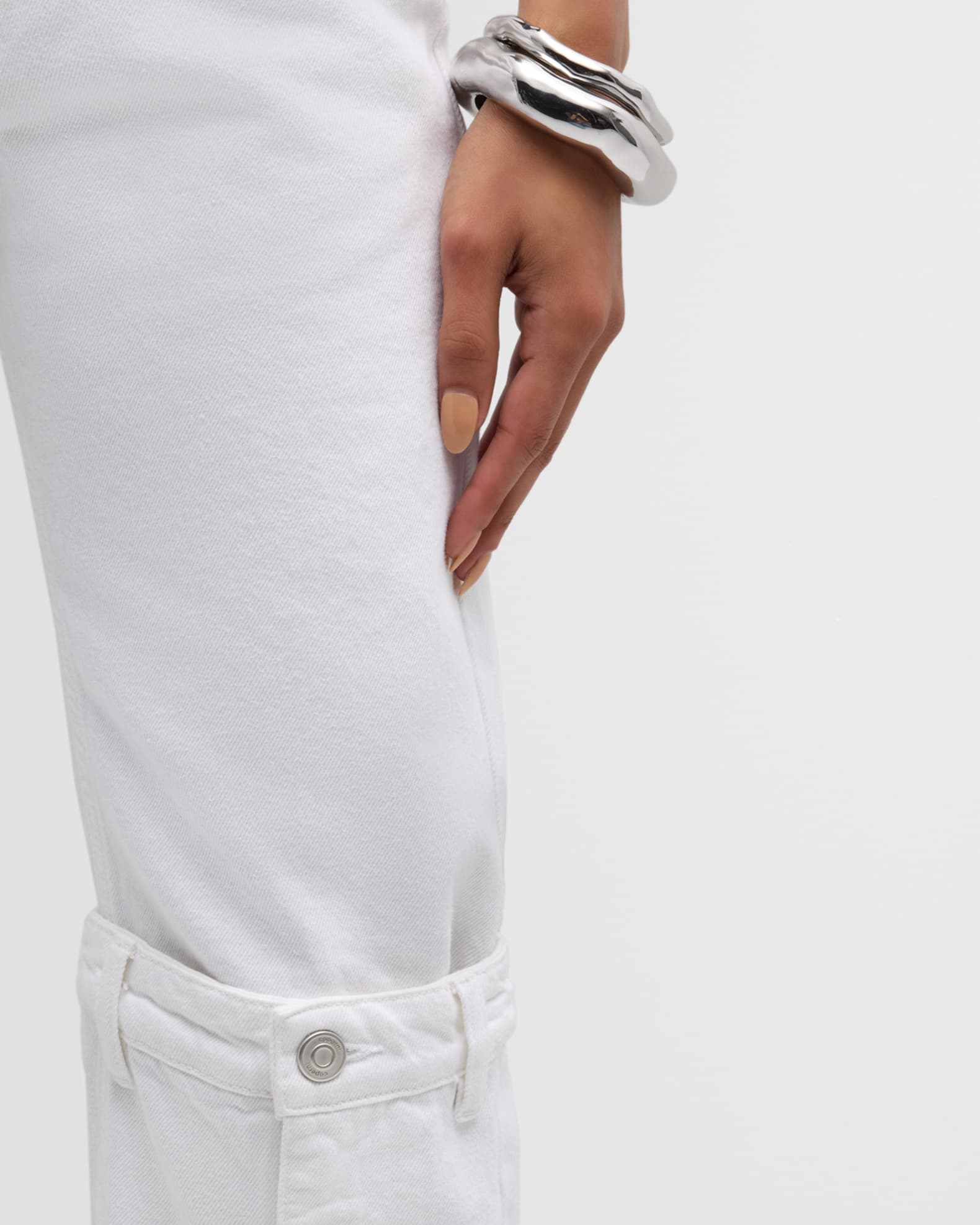 Coperni High-Rise Open Knee Flared Jeans | Neiman Marcus