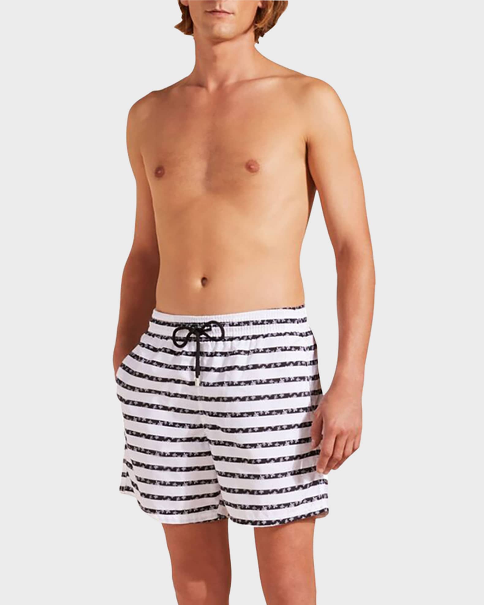 Vilebrequin Men's Micro-Turtle Striped Swim Shorts | Neiman Marcus