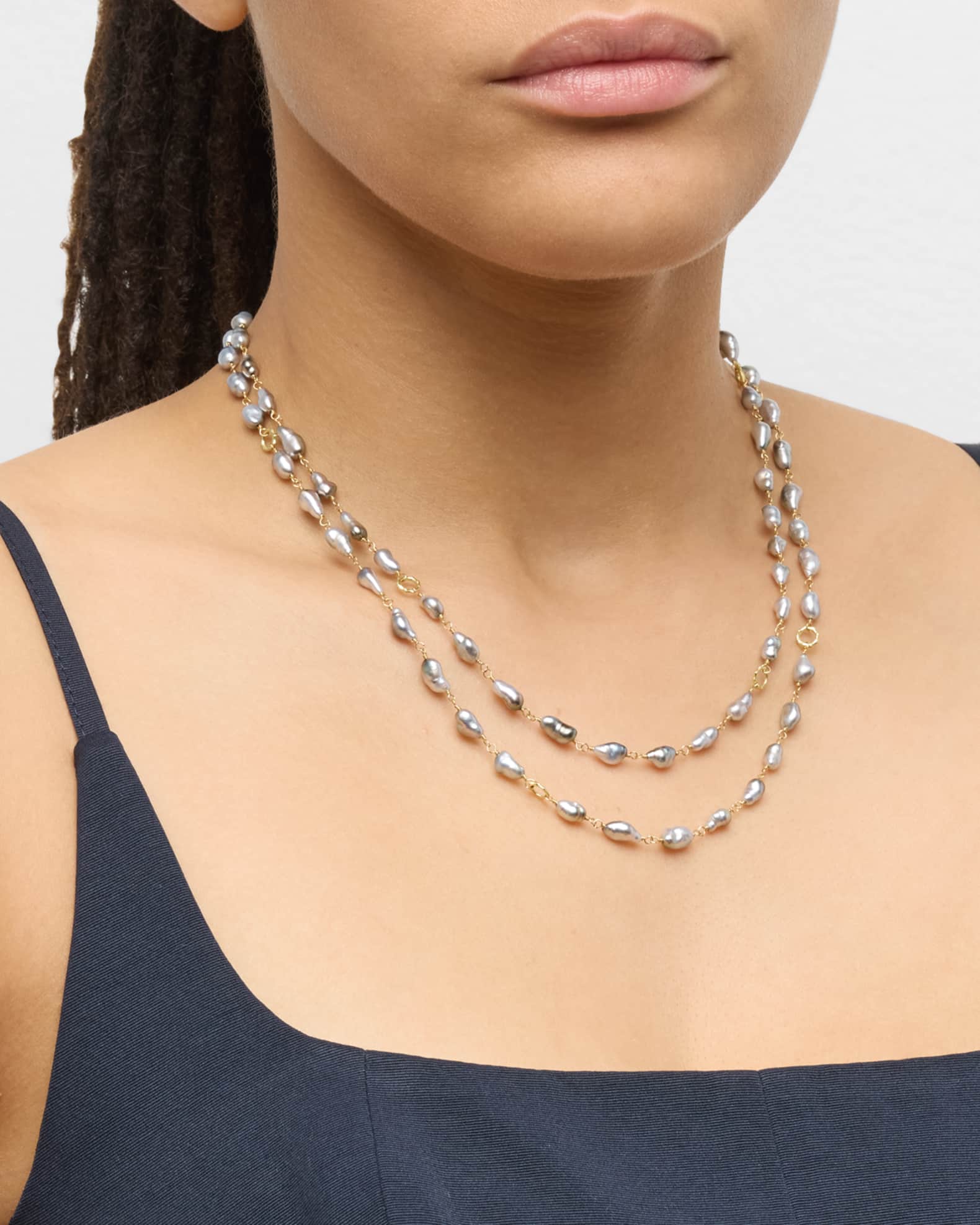 Dominique Cohen Baroque Tahitian Keshi Pearl and Mini Bamboo Necklace ...