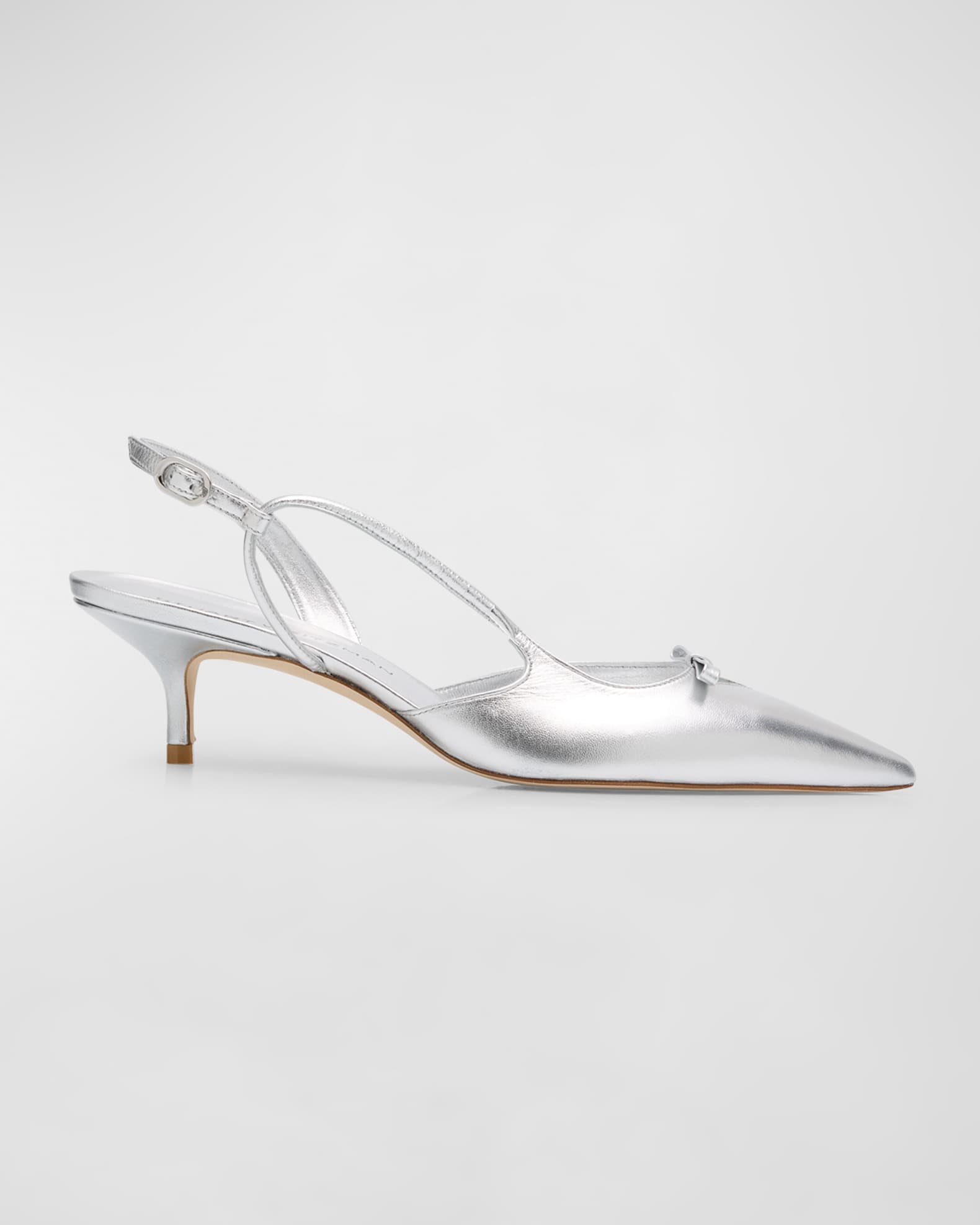 Stuart Weitzman Tully Metallic Bow Slingback Pumps | Neiman Marcus