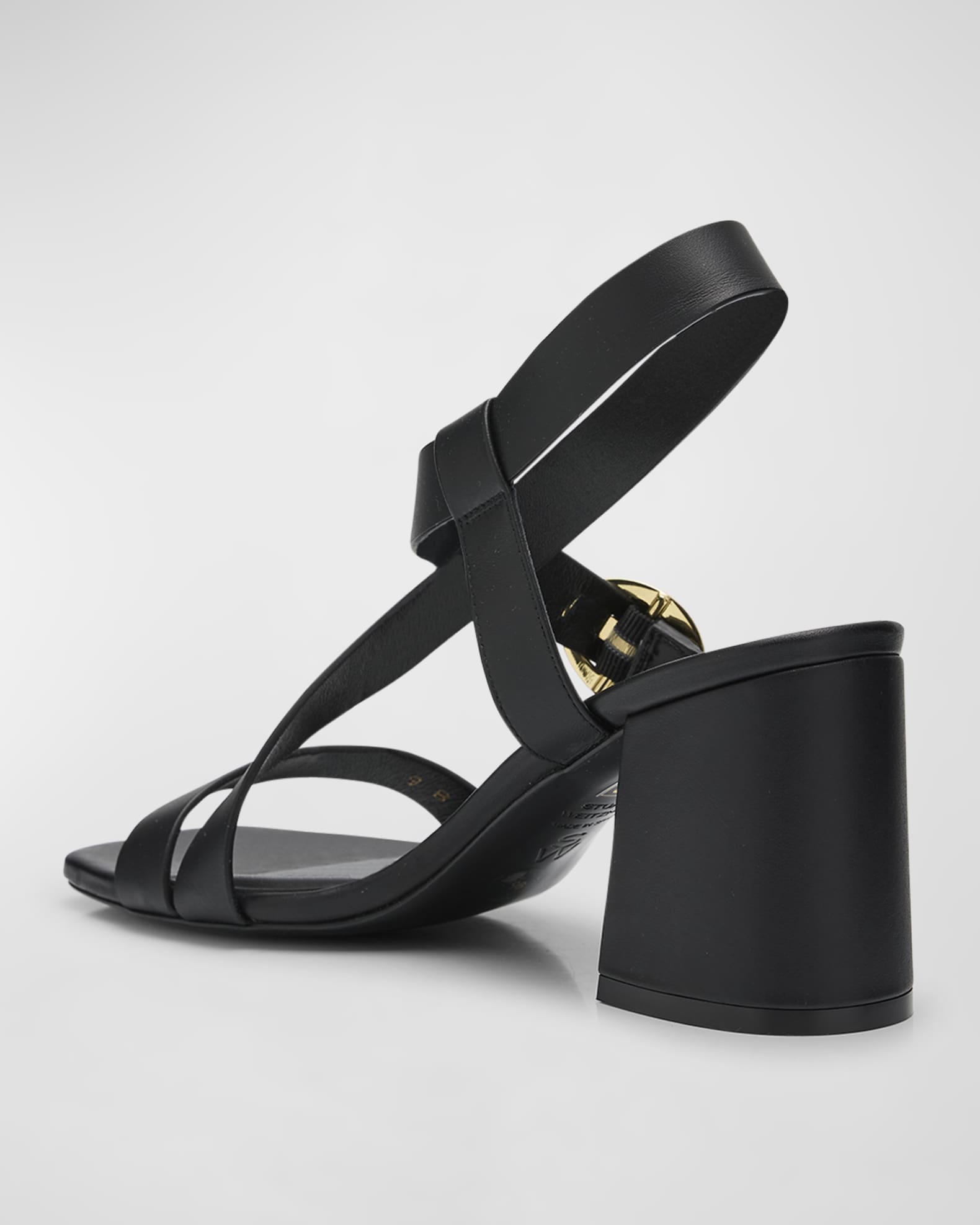 Stuart Weitzman Benni Block-Heel Leather Sandals | Neiman Marcus