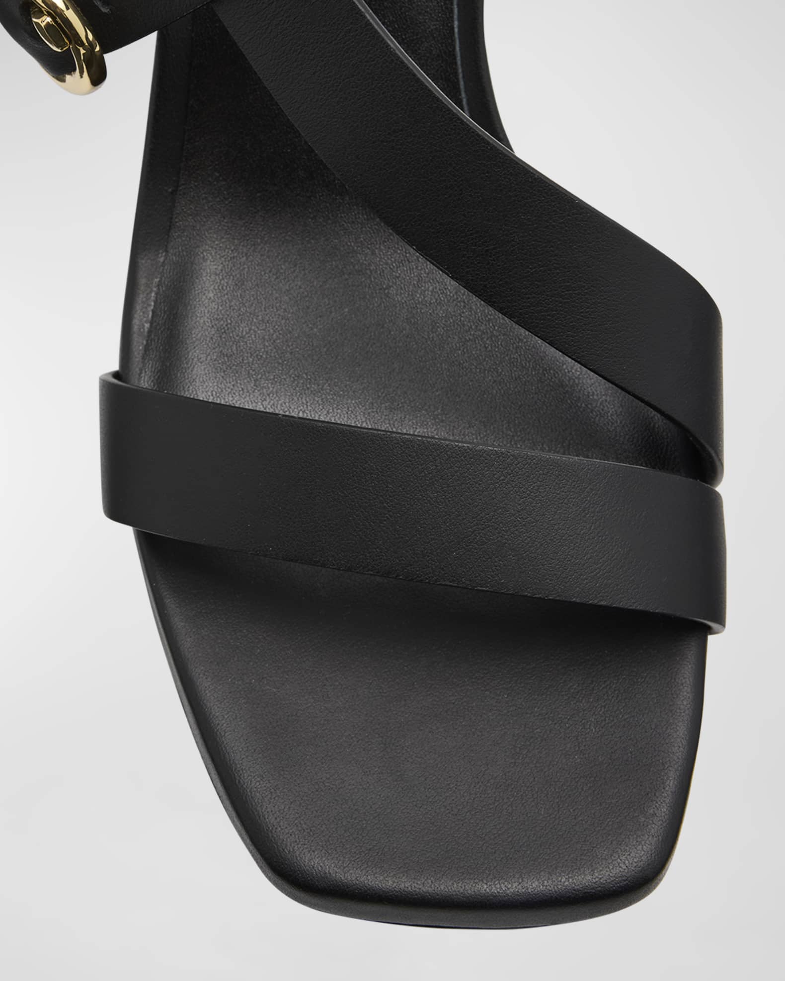 Stuart Weitzman Benni Block-Heel Leather Sandals | Neiman Marcus