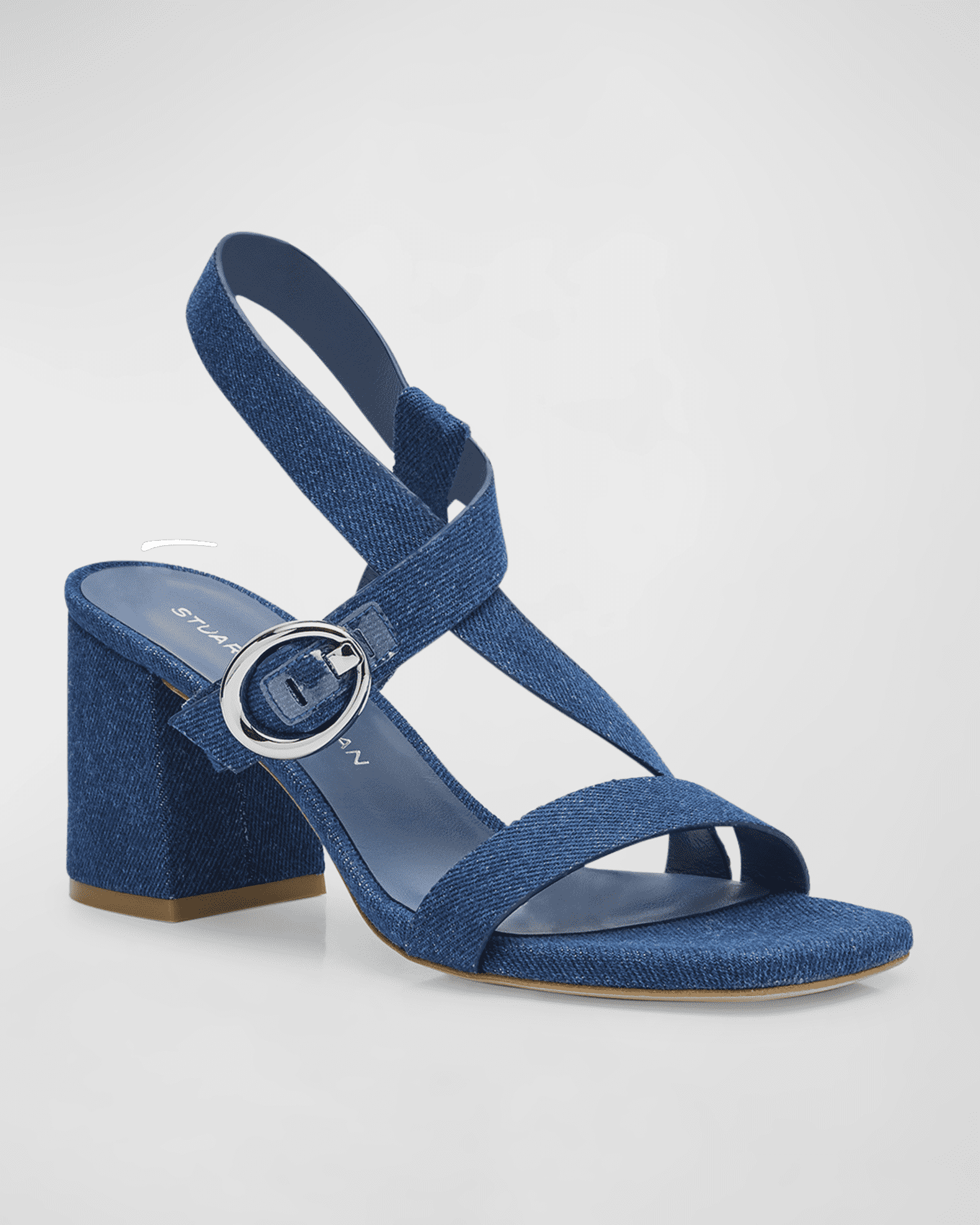 Stuart Weitzman Benni Denim Block-Heel Sandals | Neiman Marcus