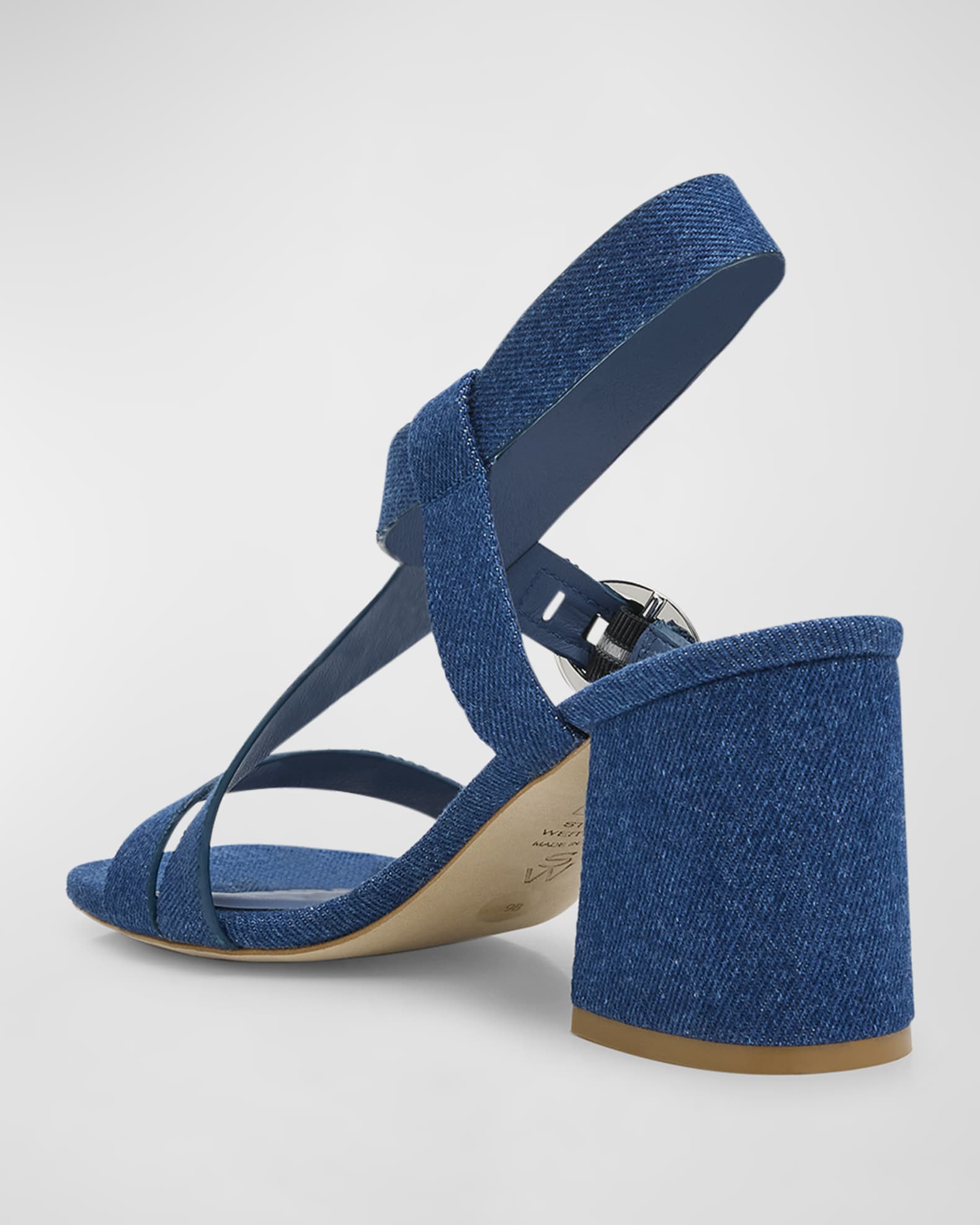 Stuart Weitzman Benni Denim Block-Heel Sandals | Neiman Marcus