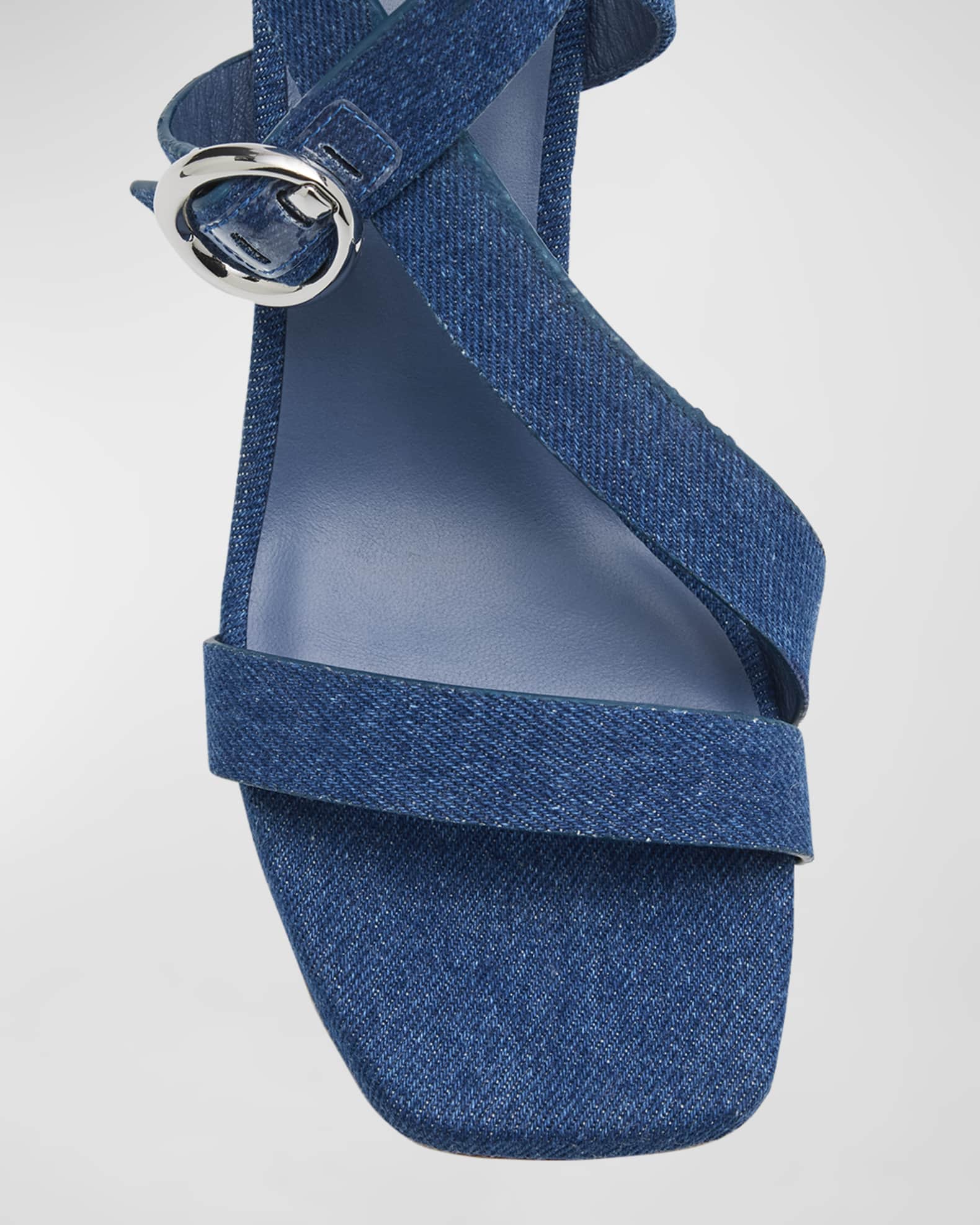 Stuart Weitzman Benni Denim Block-Heel Sandals | Neiman Marcus