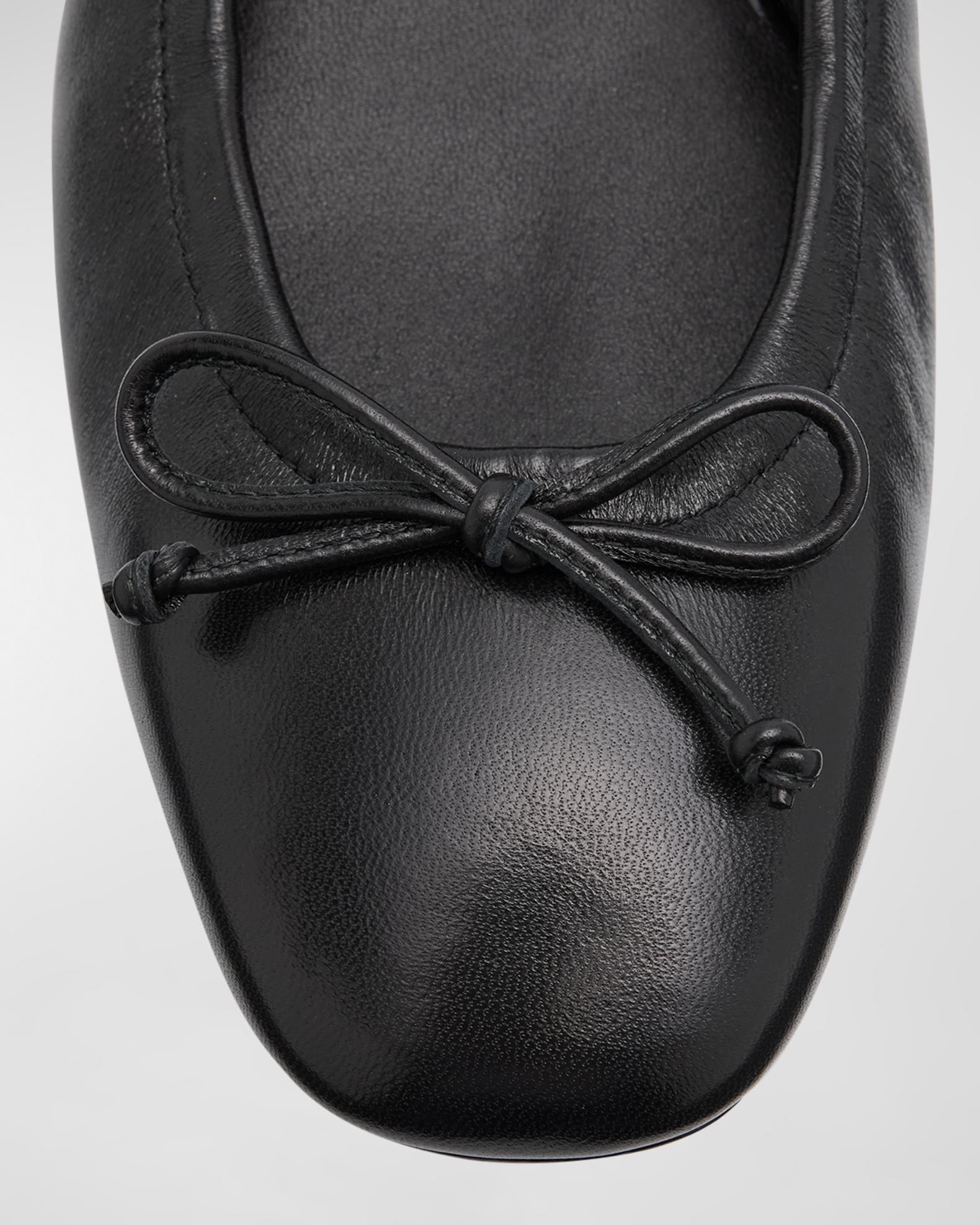 Stuart Weitzman Bria Leather Bow Ballerina Flats | Neiman Marcus