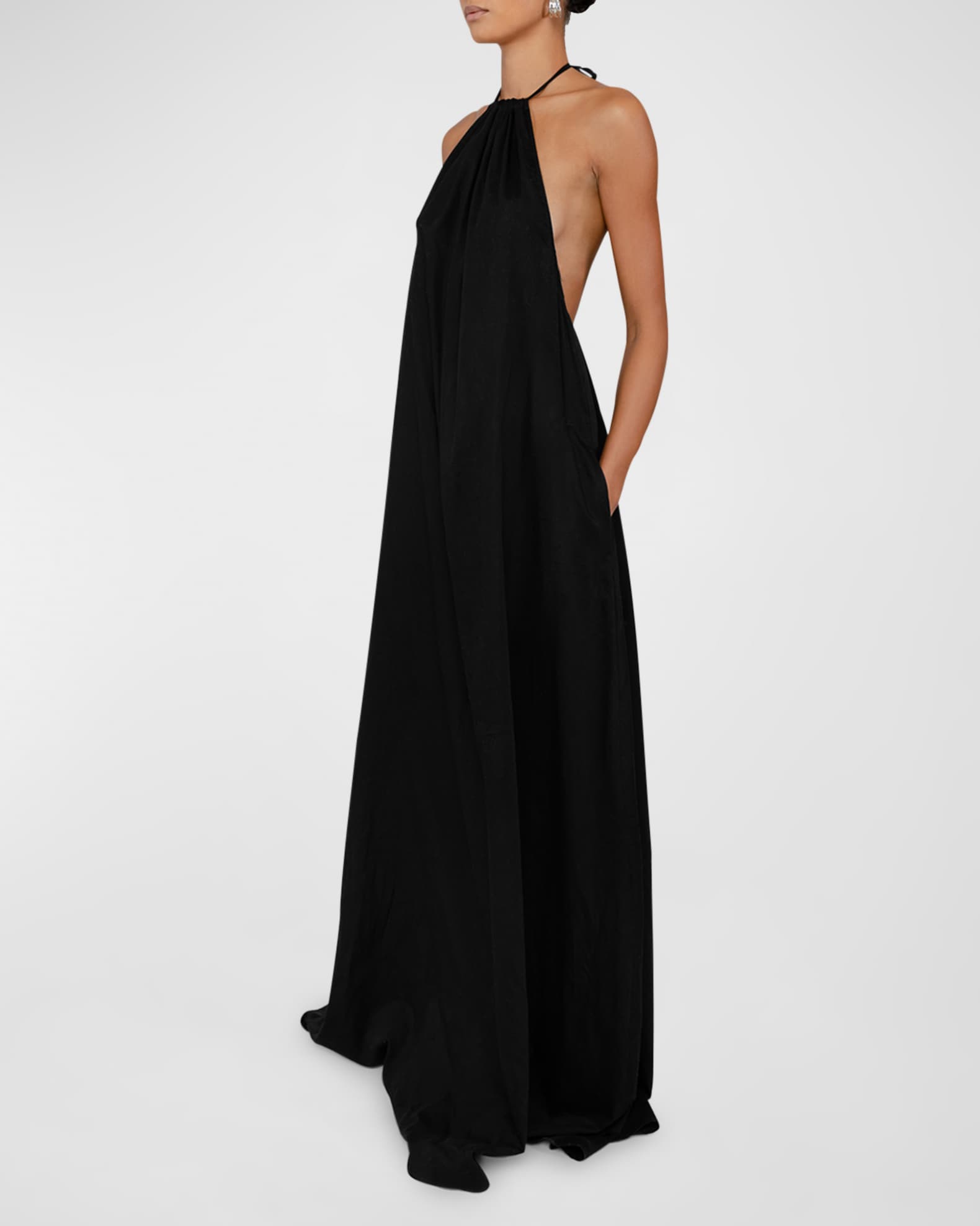 LESET Yoko Backless Halter Maxi Dress | Neiman Marcus