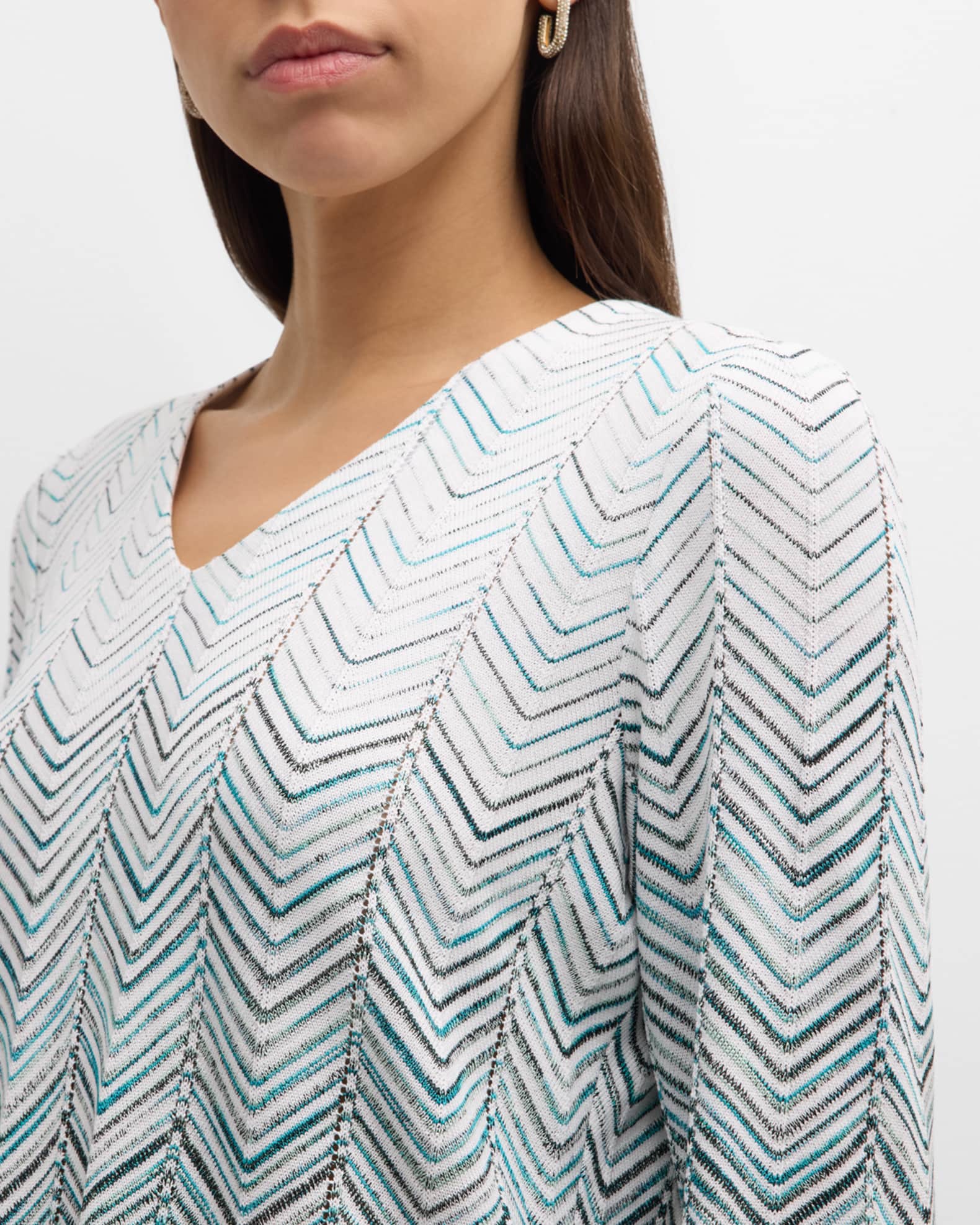 Misook Elbow-Sleeve Ombre Chevron Knit Tunic | Neiman Marcus