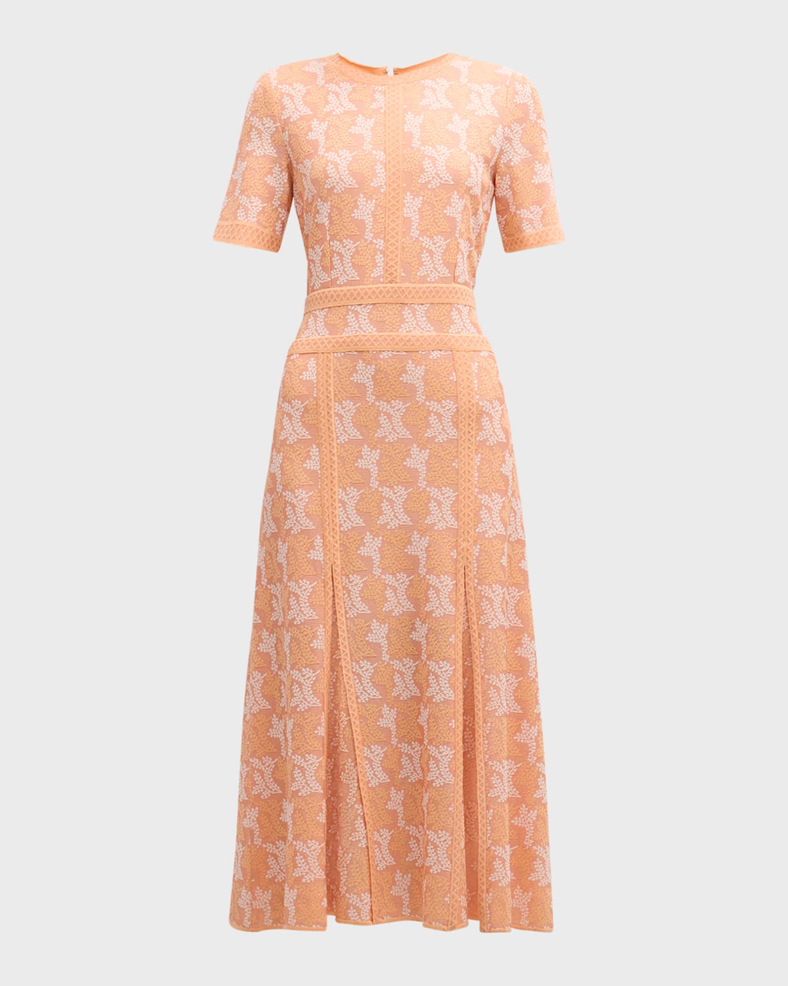 Misook Pleated Floral Intarsia Knit Midi Dress | Neiman Marcus