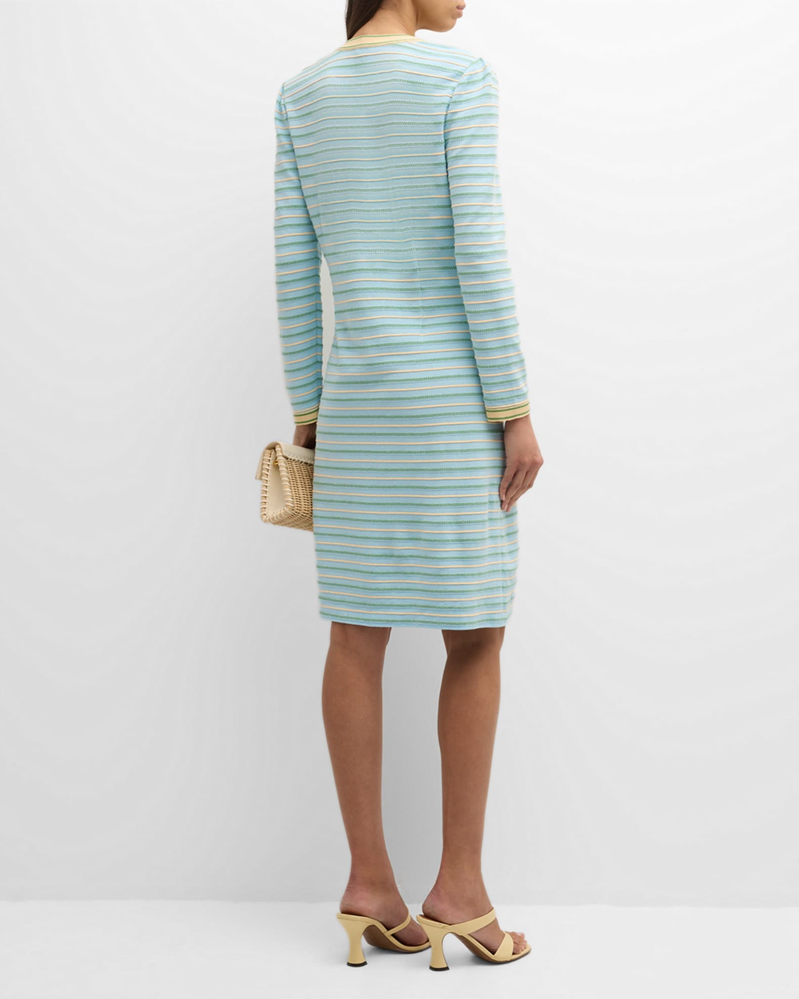 Misook Striped Button-Down Knit Midi Dress | Neiman Marcus
