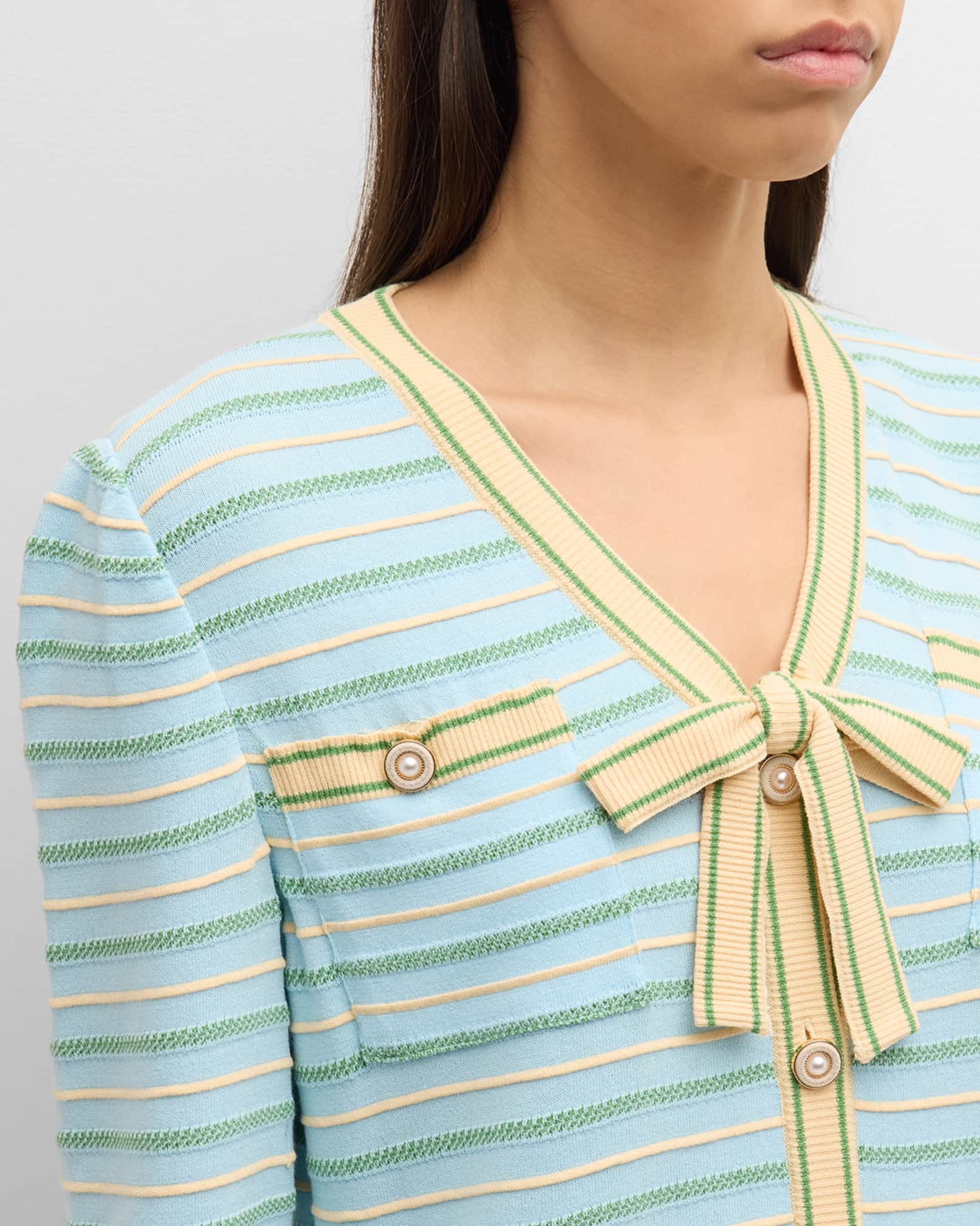 Misook Striped Button-Down Knit Midi Dress | Neiman Marcus