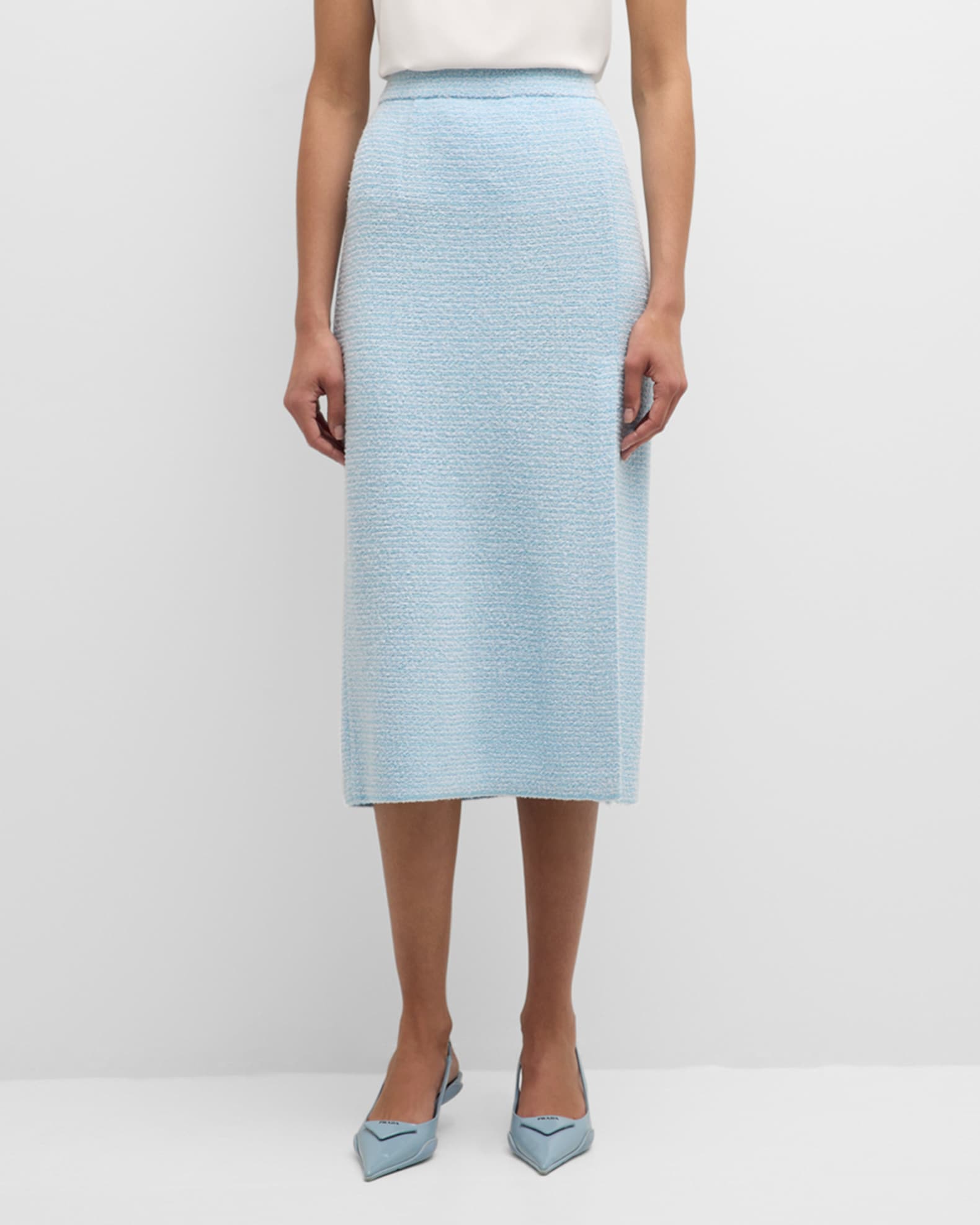 Misook Straight Tweed Knit Midi Skirt | Neiman Marcus