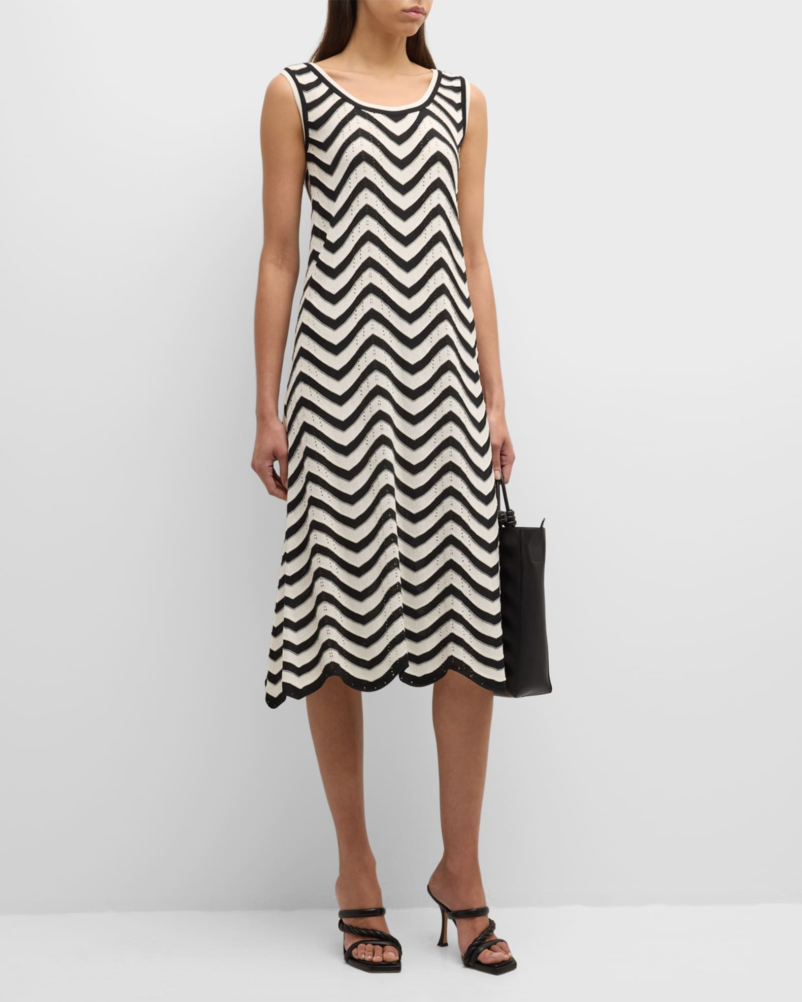 Misook Sleeveless Chevron Intarsia Midi Dress | Neiman Marcus