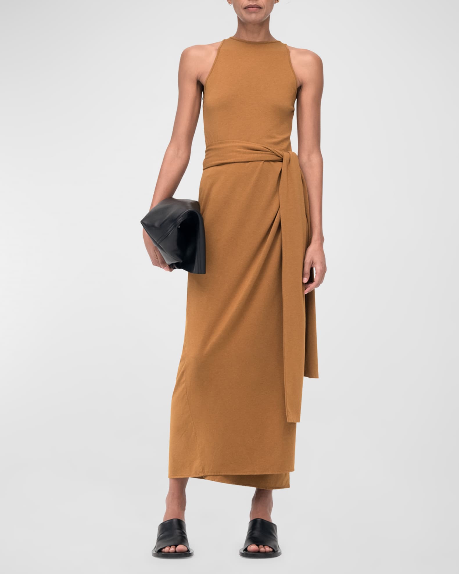 Another Tomorrow Sarong Tie Midi Dress | Neiman Marcus