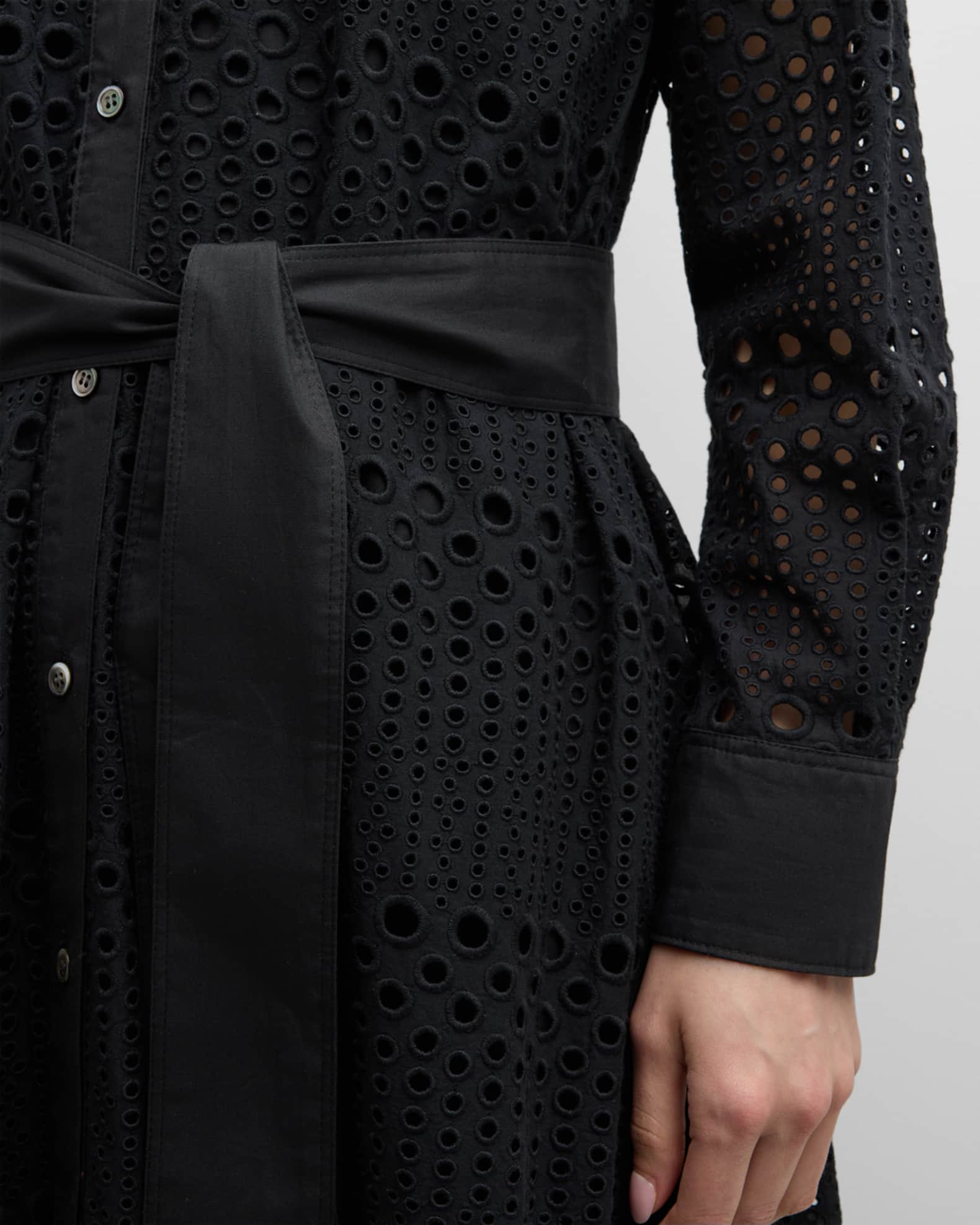 Natori Eyelet-Embroidered Cotton Midi Shirtdress | Neiman Marcus