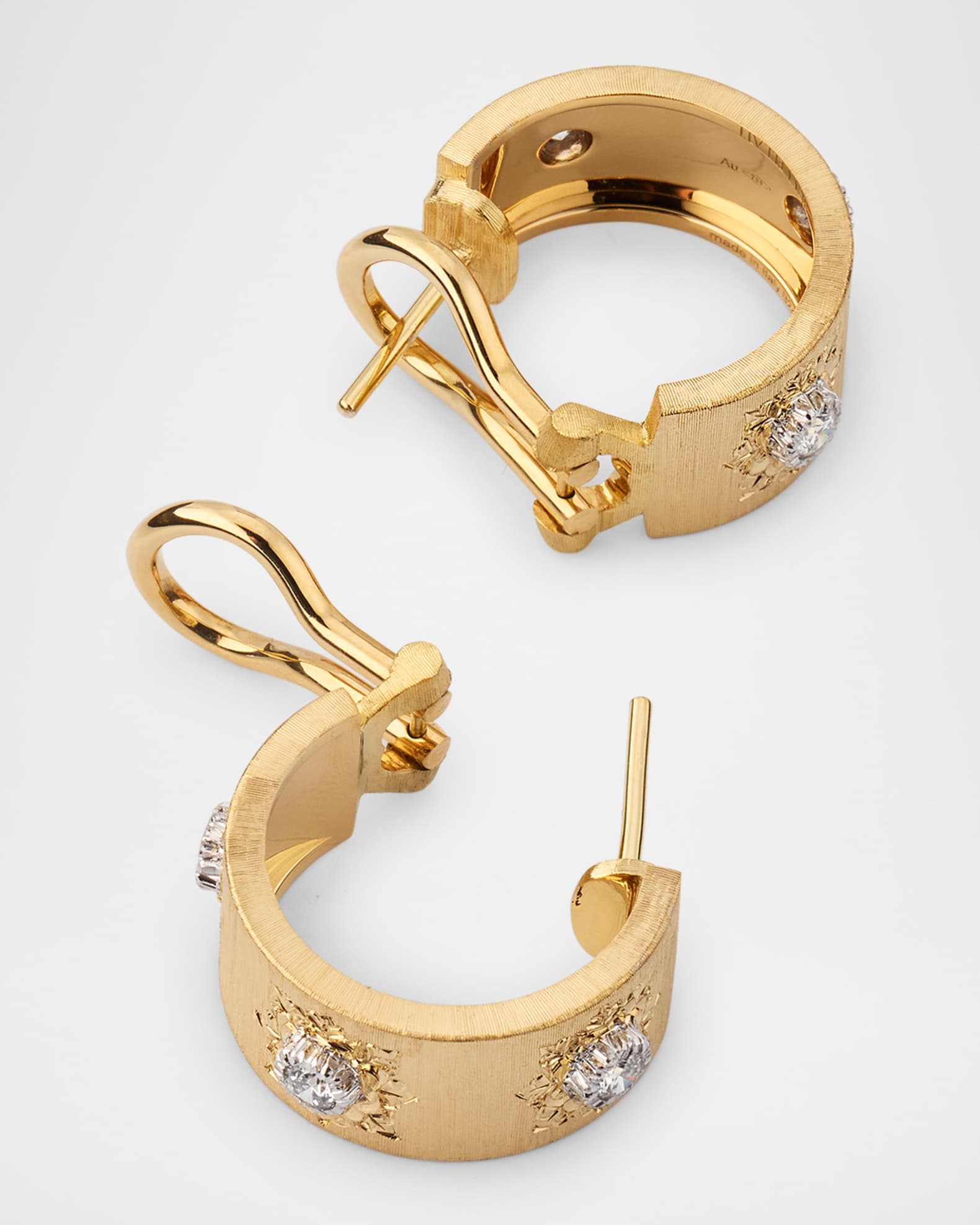 Buccellati Macri 18K Yellow Gold Diamond Hoop Earrings | Neiman Marcus