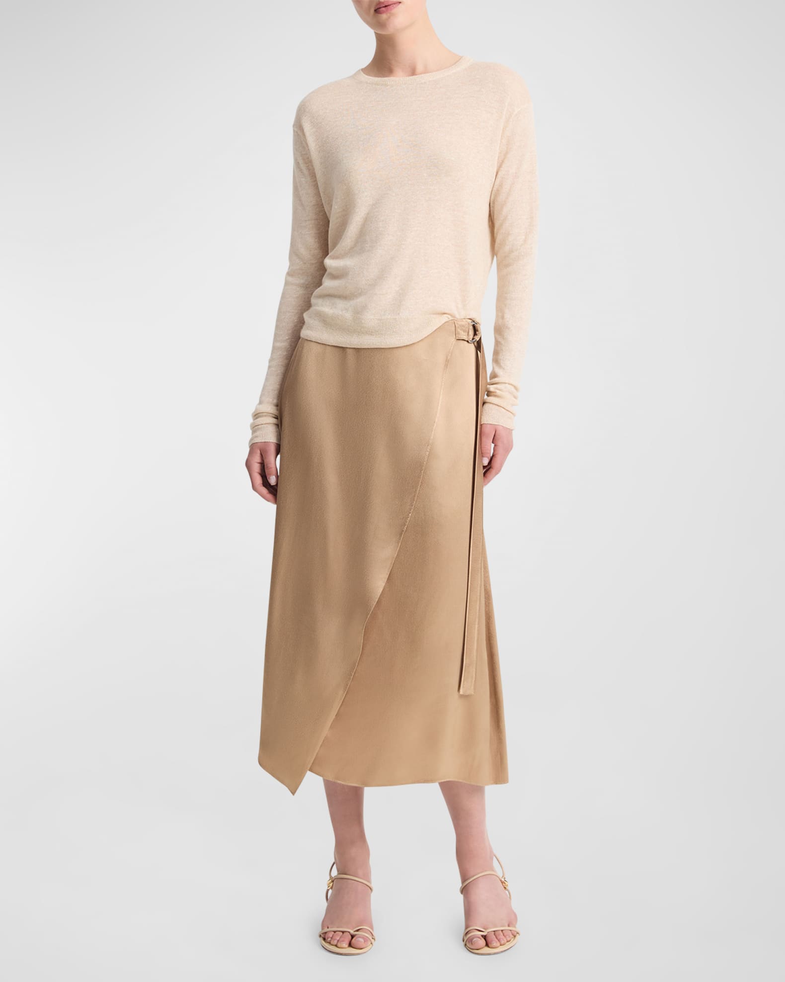 Vince Tissue Linen and Cashmere Crewneck Sweater | Neiman Marcus