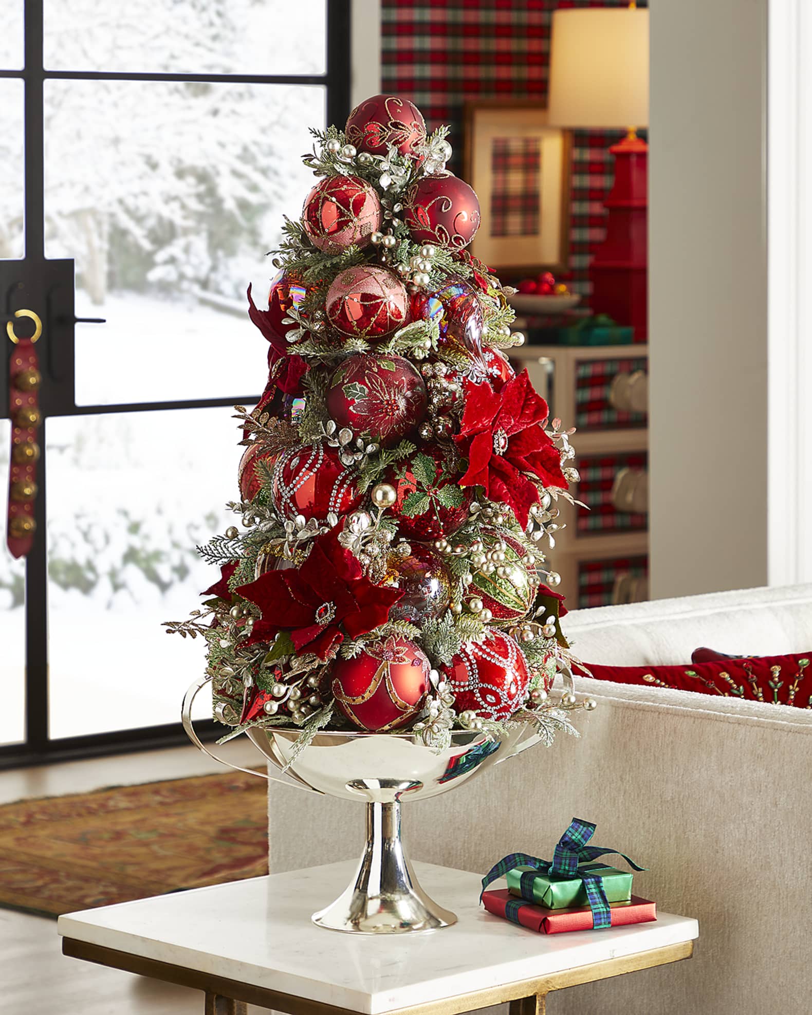 Mark Roberts 35" Rubies and Red Tabletop Christmas Tree in Urn | Neiman ...