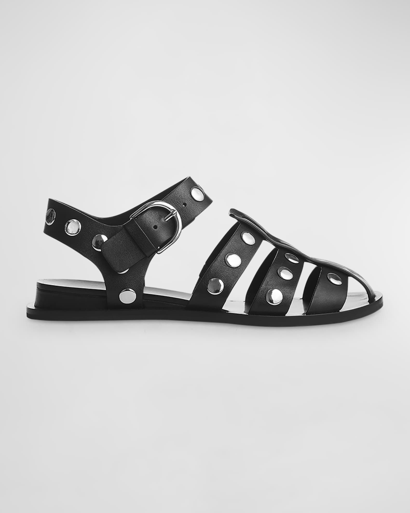 Rag & Bone Beau Studded Leather Fisherman Sandals | Neiman Marcus