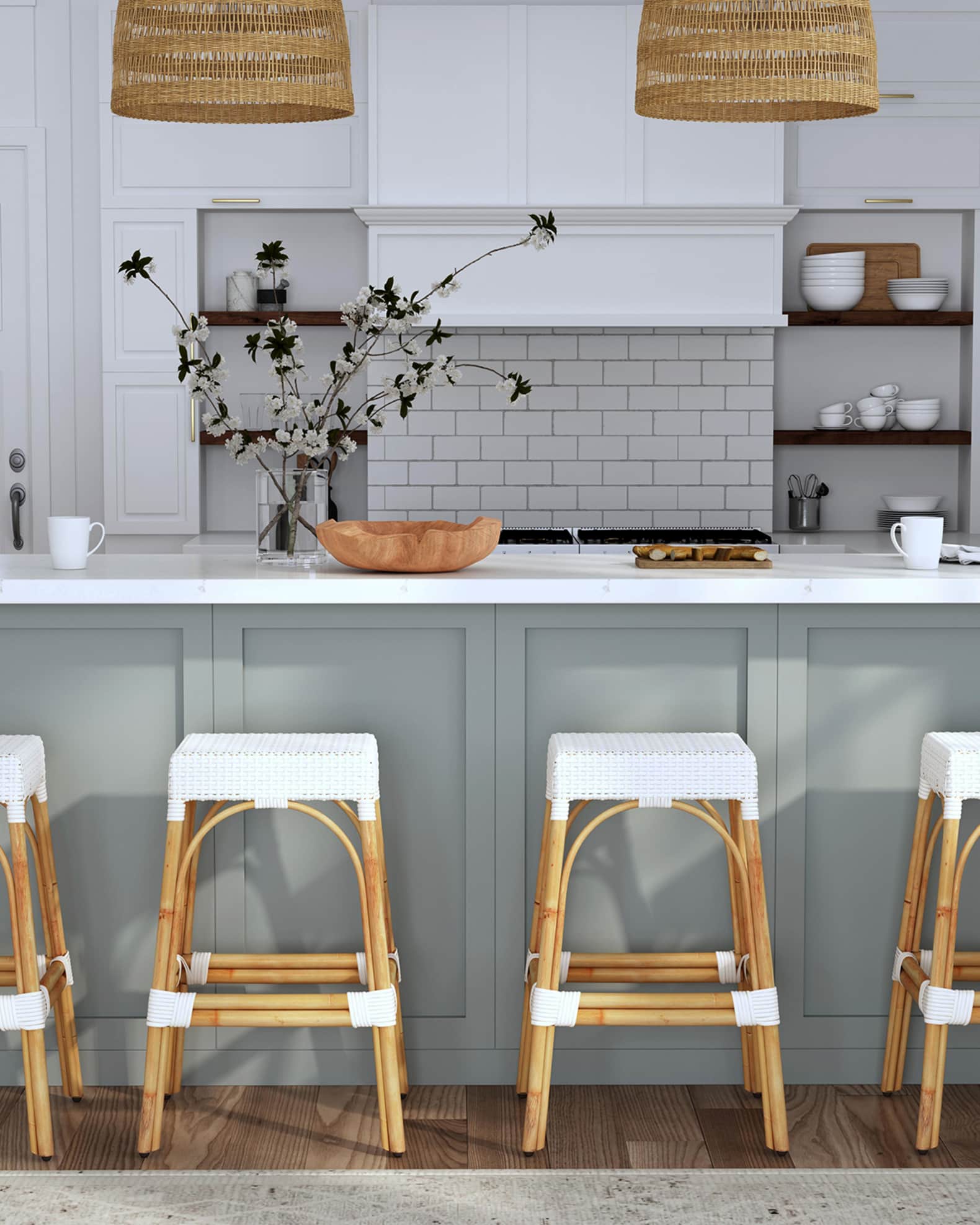 Butler Specialty Co Robias Rattan Bar Stool 30" | Neiman Marcus