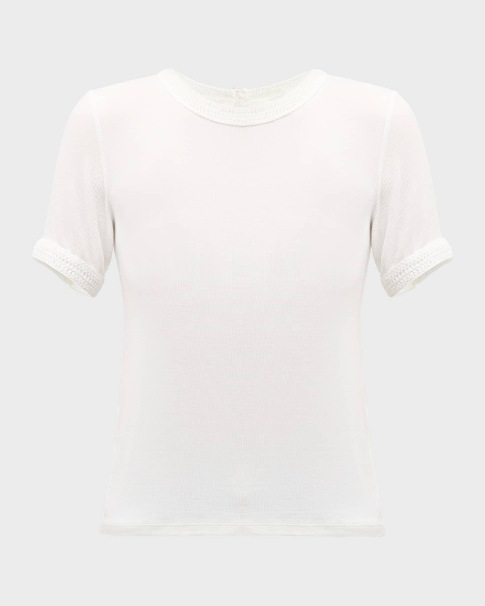 FRAME Crochet-Trim Tee | Neiman Marcus