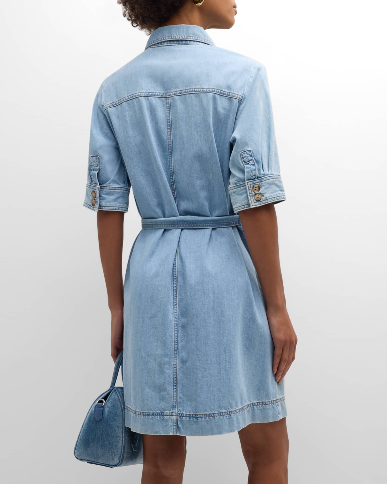 FRAME Belted Denim Shirtdress | Neiman Marcus