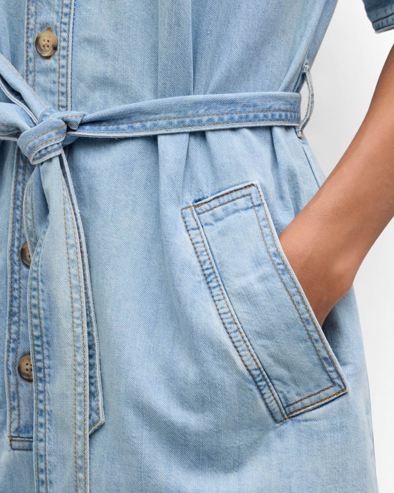 FRAME Belted Denim Shirtdress | Neiman Marcus