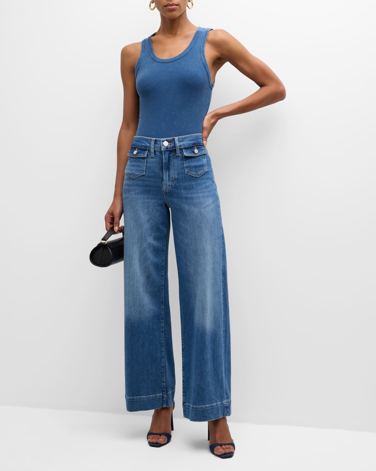 FRAME Patch Pocket Slim Palazzo Jeans | Neiman Marcus