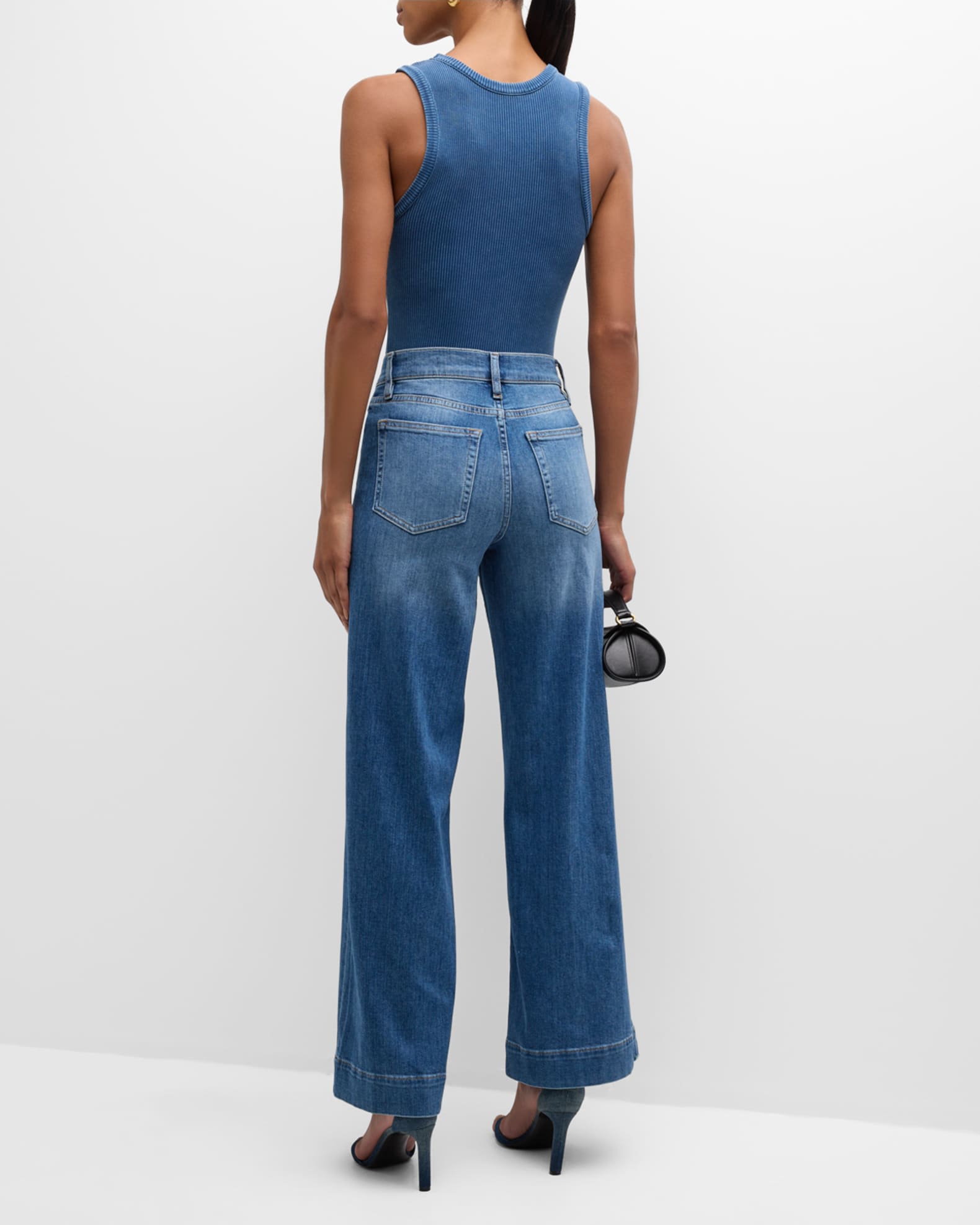 FRAME Patch Pocket Slim Palazzo Jeans | Neiman Marcus