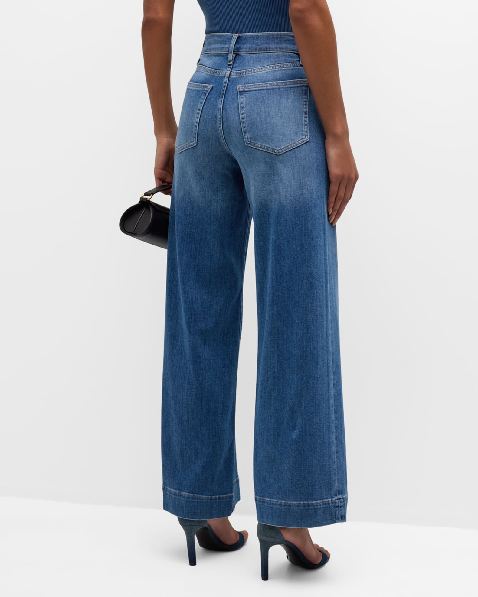 FRAME Patch Pocket Slim Palazzo Jeans | Neiman Marcus