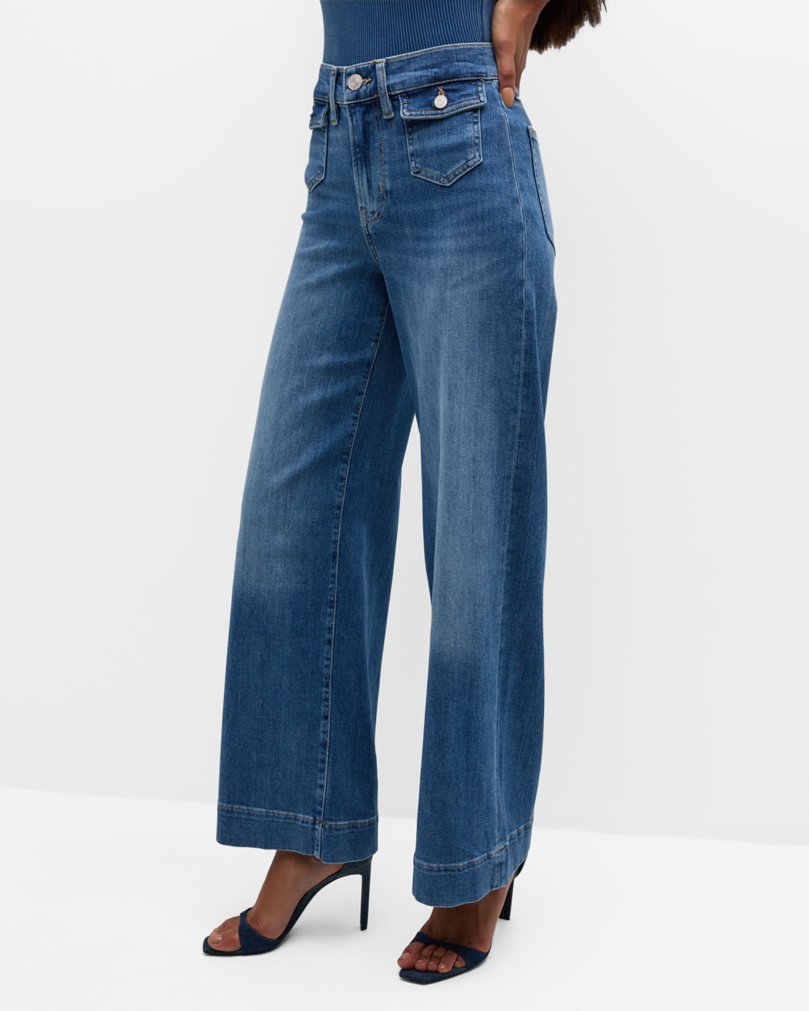 FRAME Patch Pocket Slim Palazzo Jeans | Neiman Marcus