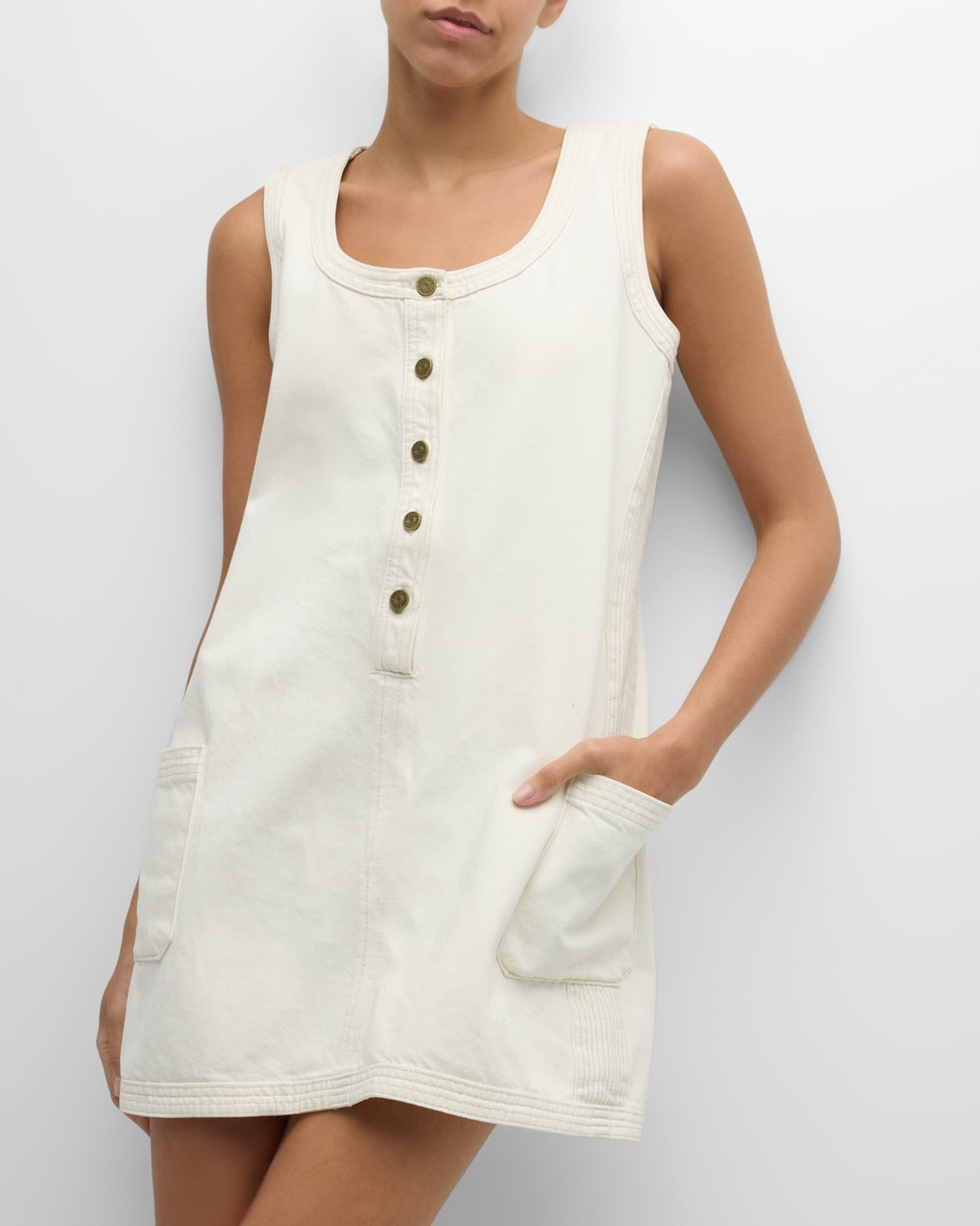 FRAME Trapunto Side Pocket Mini Dress | Neiman Marcus