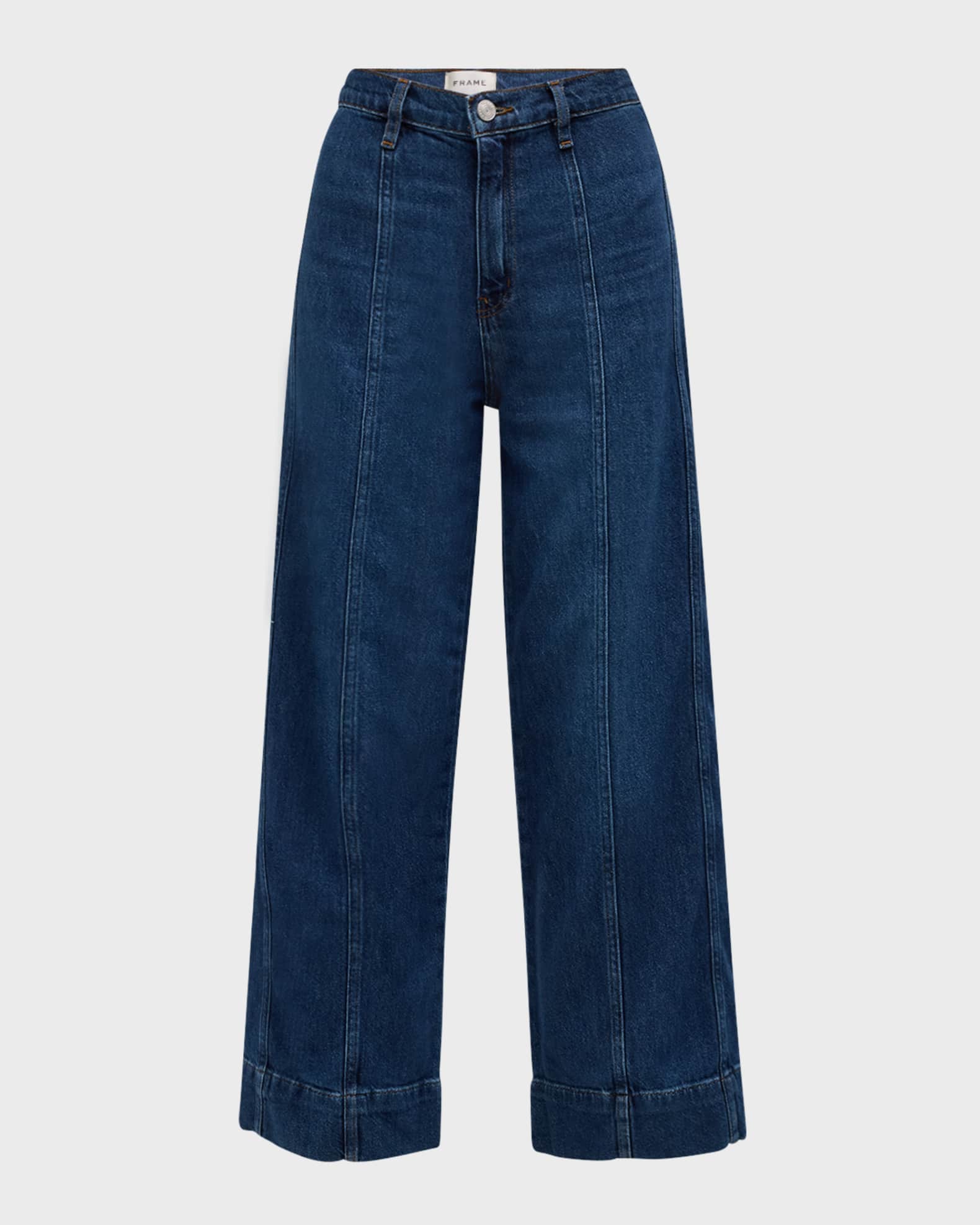FRAME The Seamed Wide-Leg Crop Jeans | Neiman Marcus